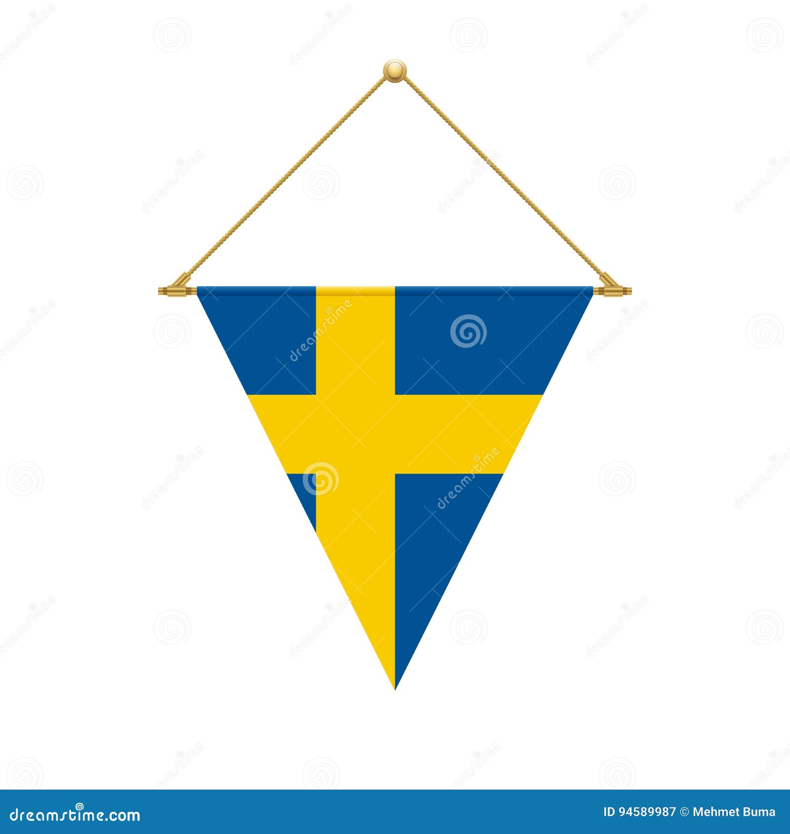 Swedish Triangle Flag Hanging, Illustration Stock Vector - Illustration ...