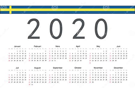 Swedish 2020 Year Vector Calendar Stock Illustration - Illustration of ...