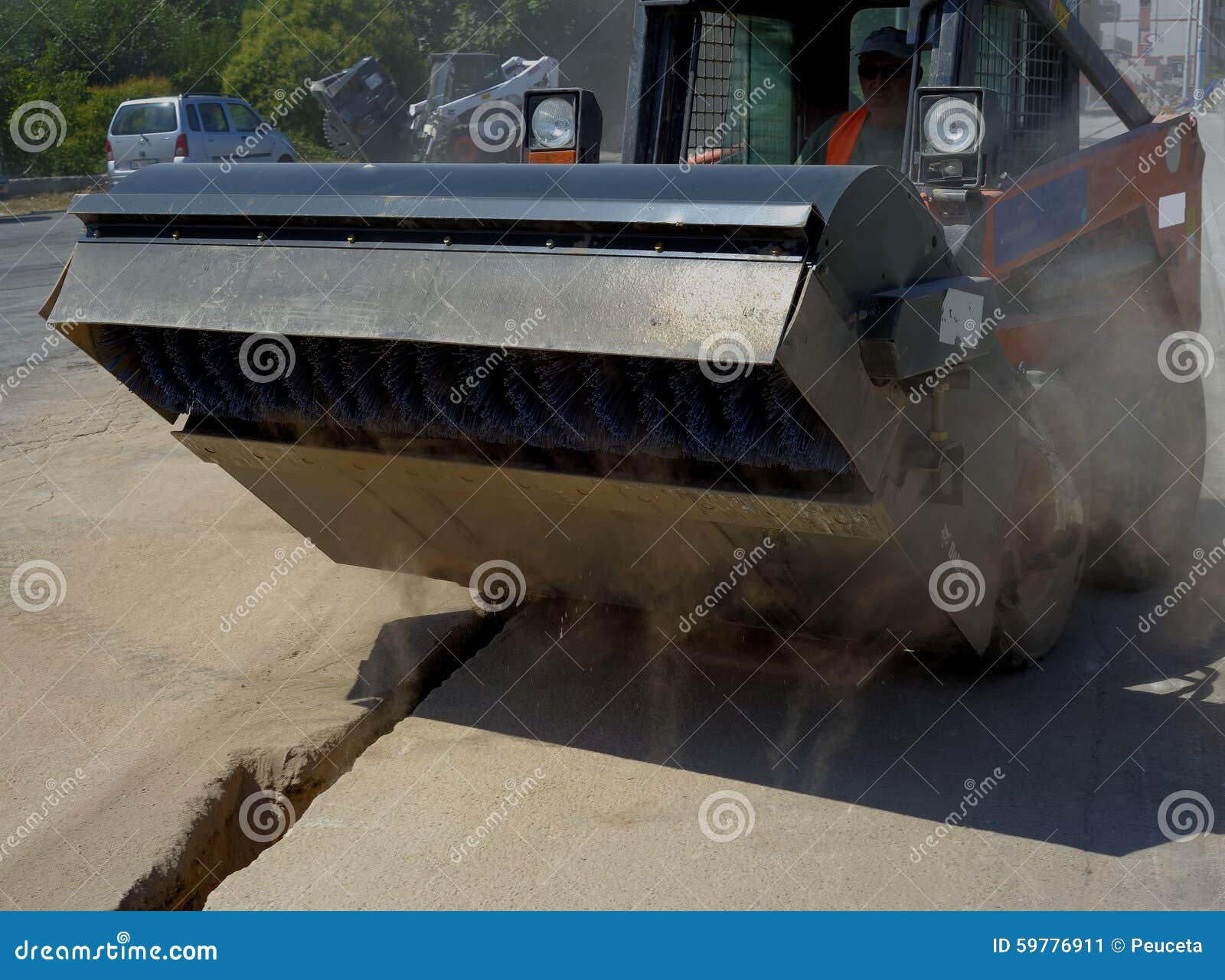 Sweeper Attachments Mini Excavator. Stock Image - Image of debris ...