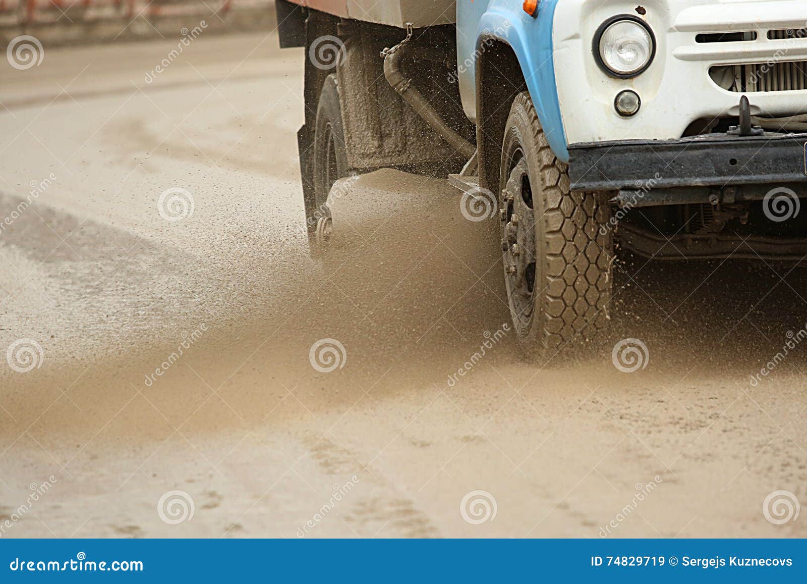 Sweeper cleans dirt road stock image. Image of cleaning - 74829719