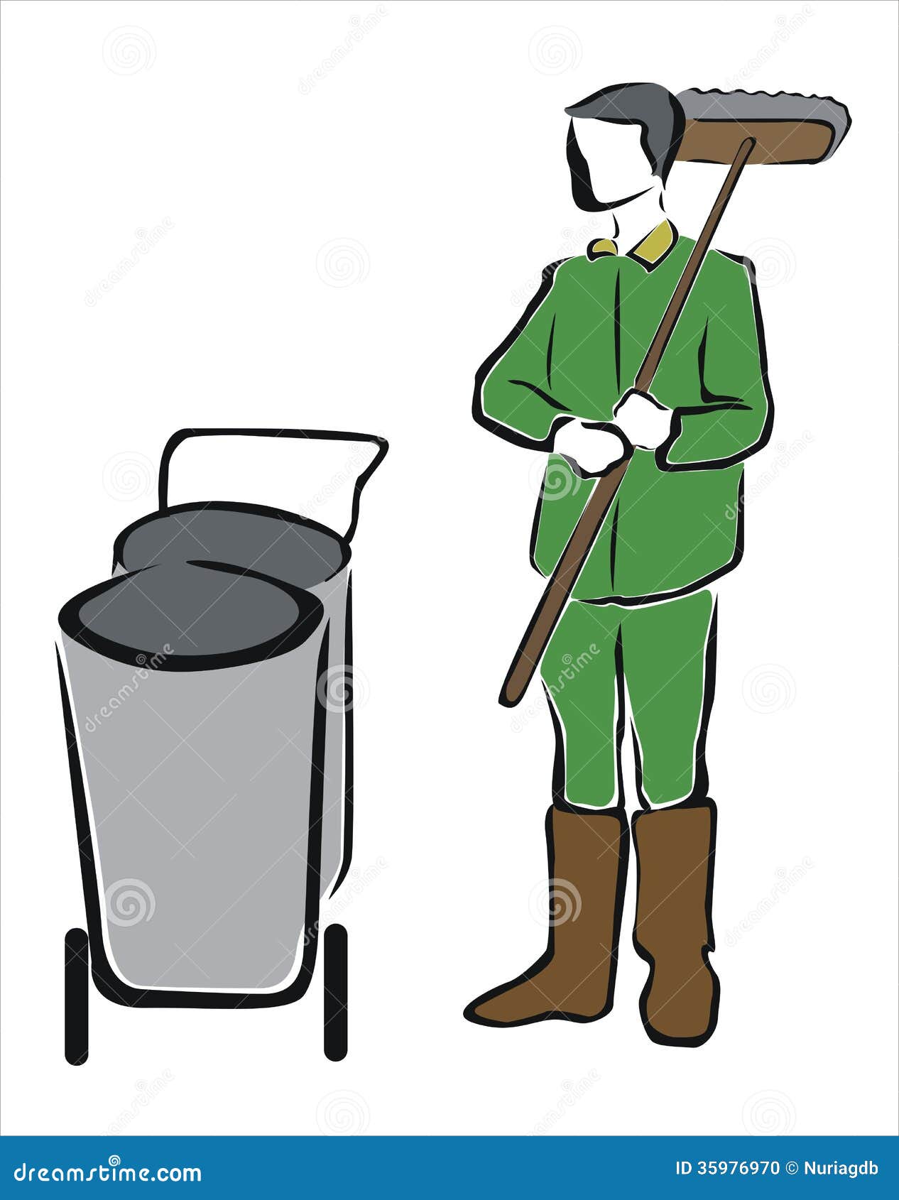 Sweeper stock vector. Illustration of employment, boots - 35976970