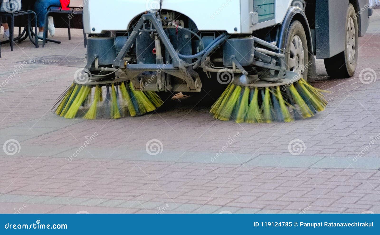 Sweepers Car Machine Cleaning on the Streets. Stock Image - Image of ...