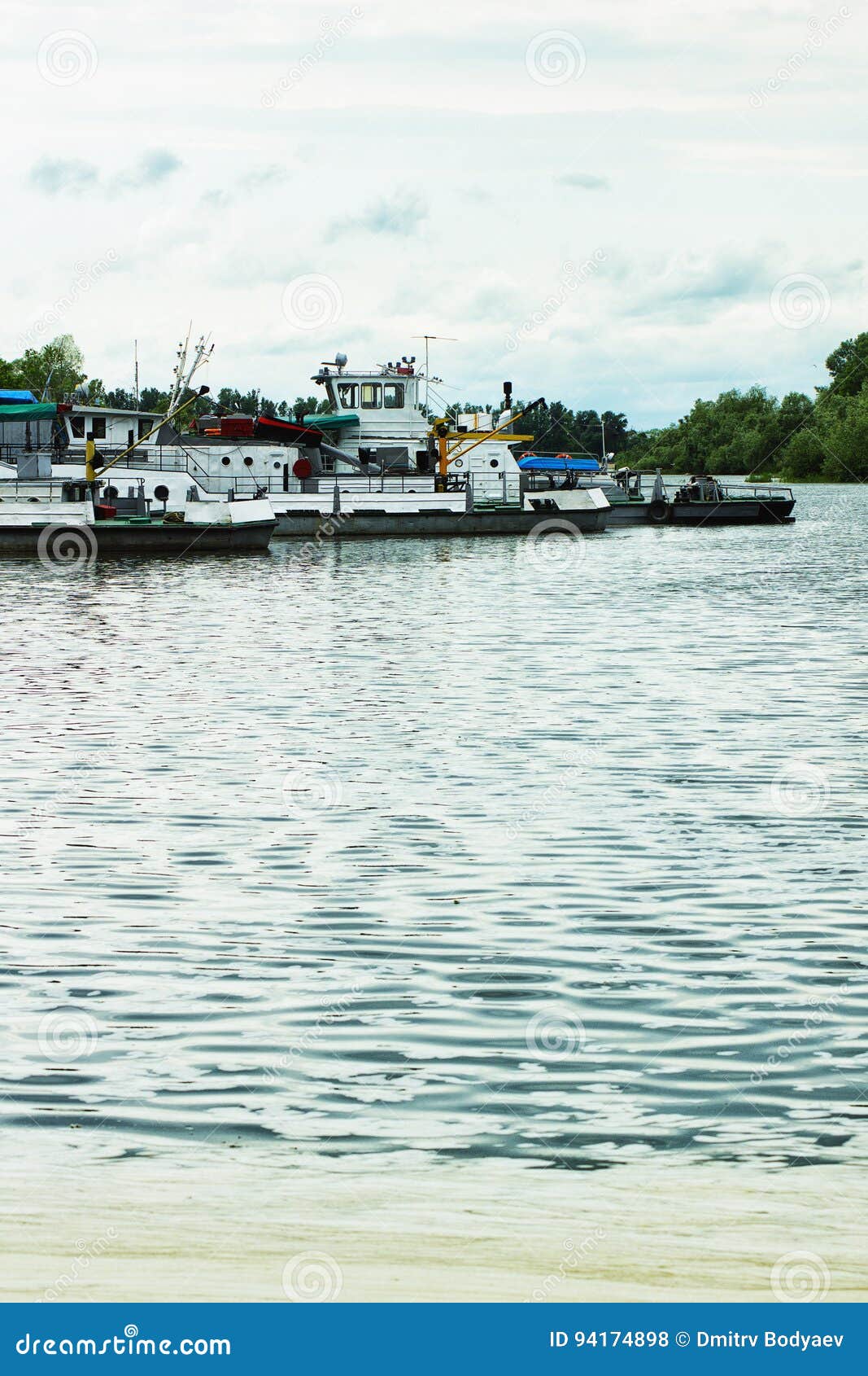 Sweepers for Sweeping a River Barge at the Pier Stock Photo - Image of ...