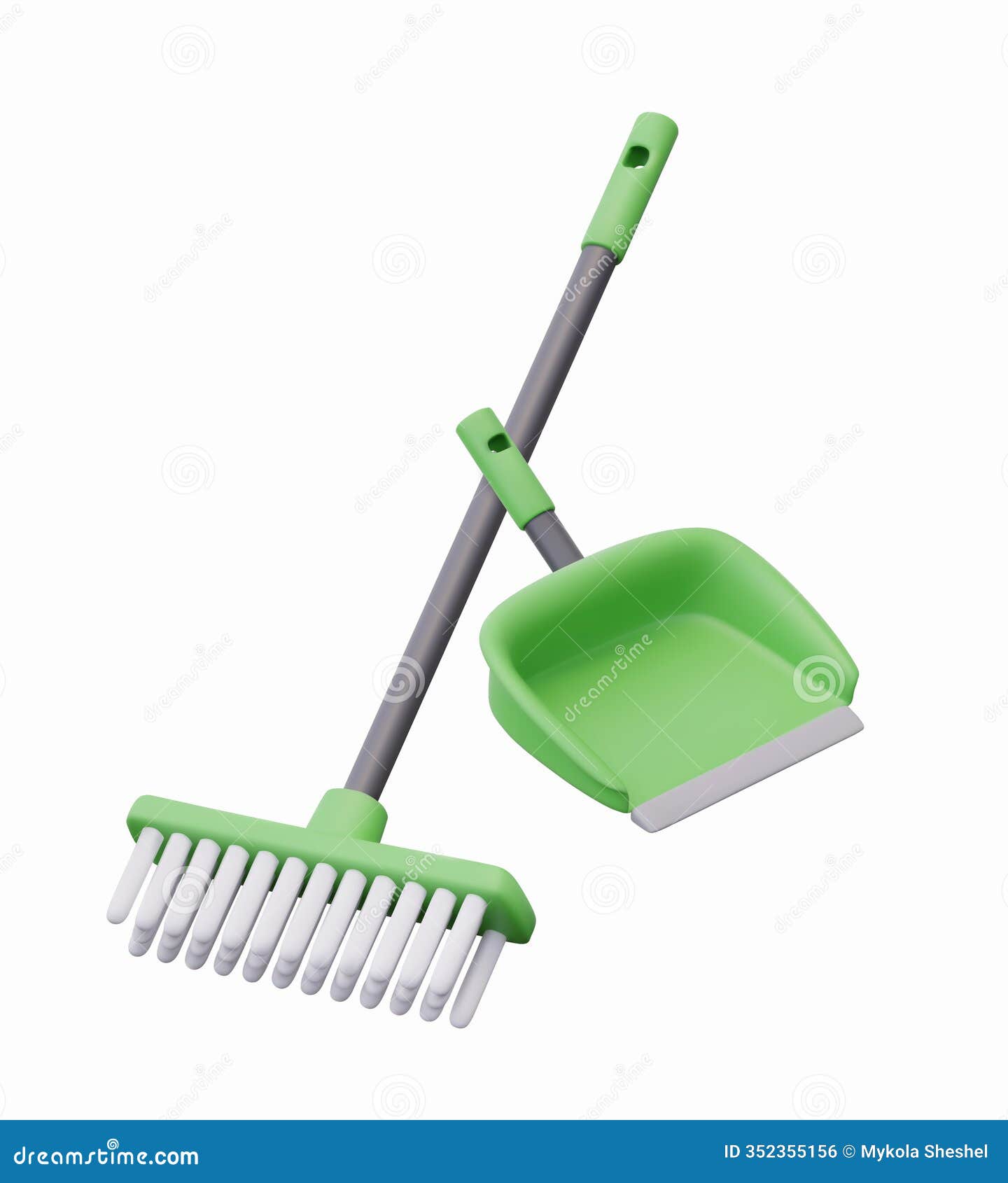 Sweeping Brush and Scoop in Crossed Position. Cleaning Concept Stock ...