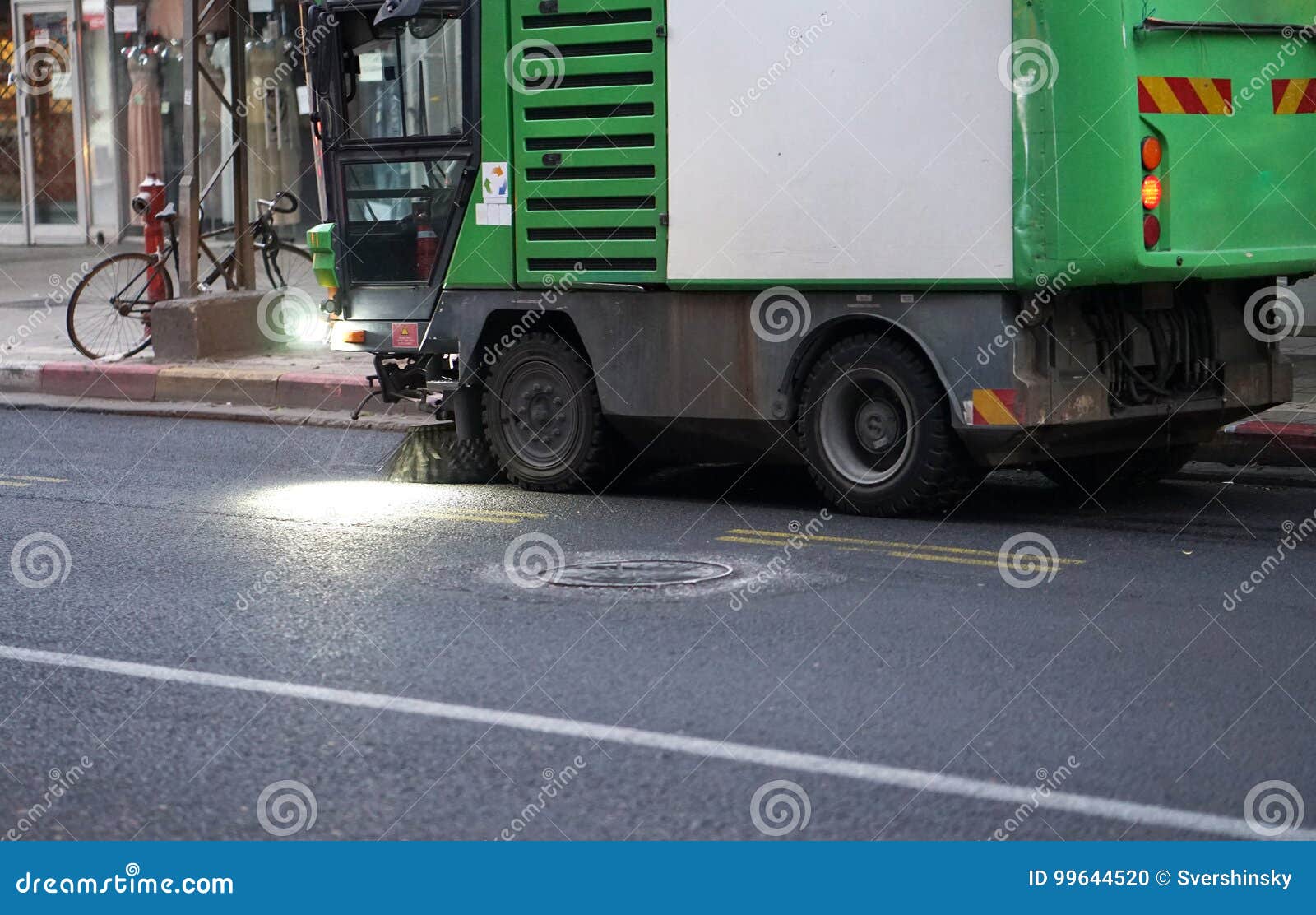 Street cleaning machine stock photo. Image of outdoors - 99644520