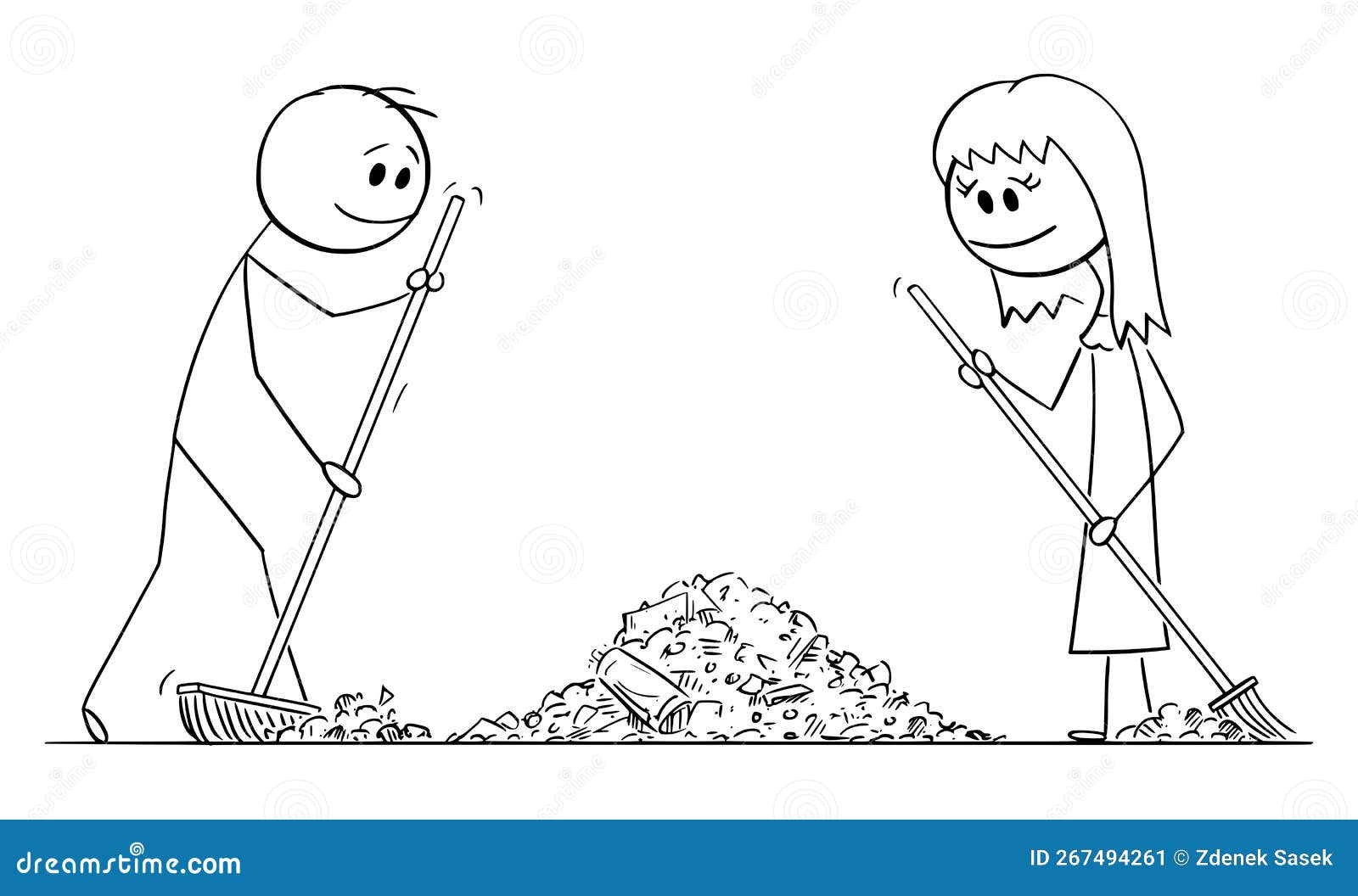 Sweeping of Mess , Vector Cartoon Stick Figure Illustration Stock ...