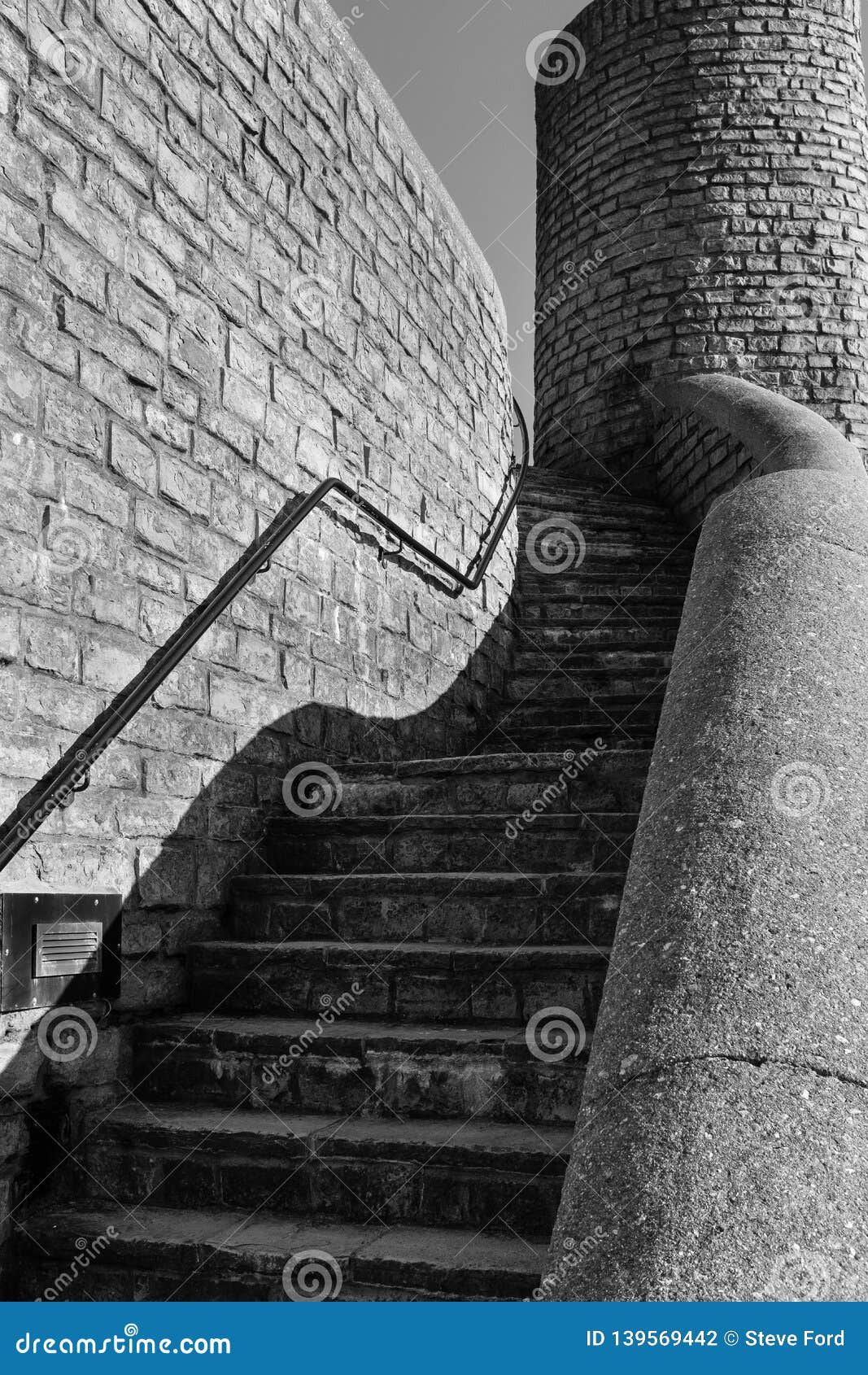 Sweeping Steps and Curved Concrete Wall in Lyme Regis Stock Photo ...