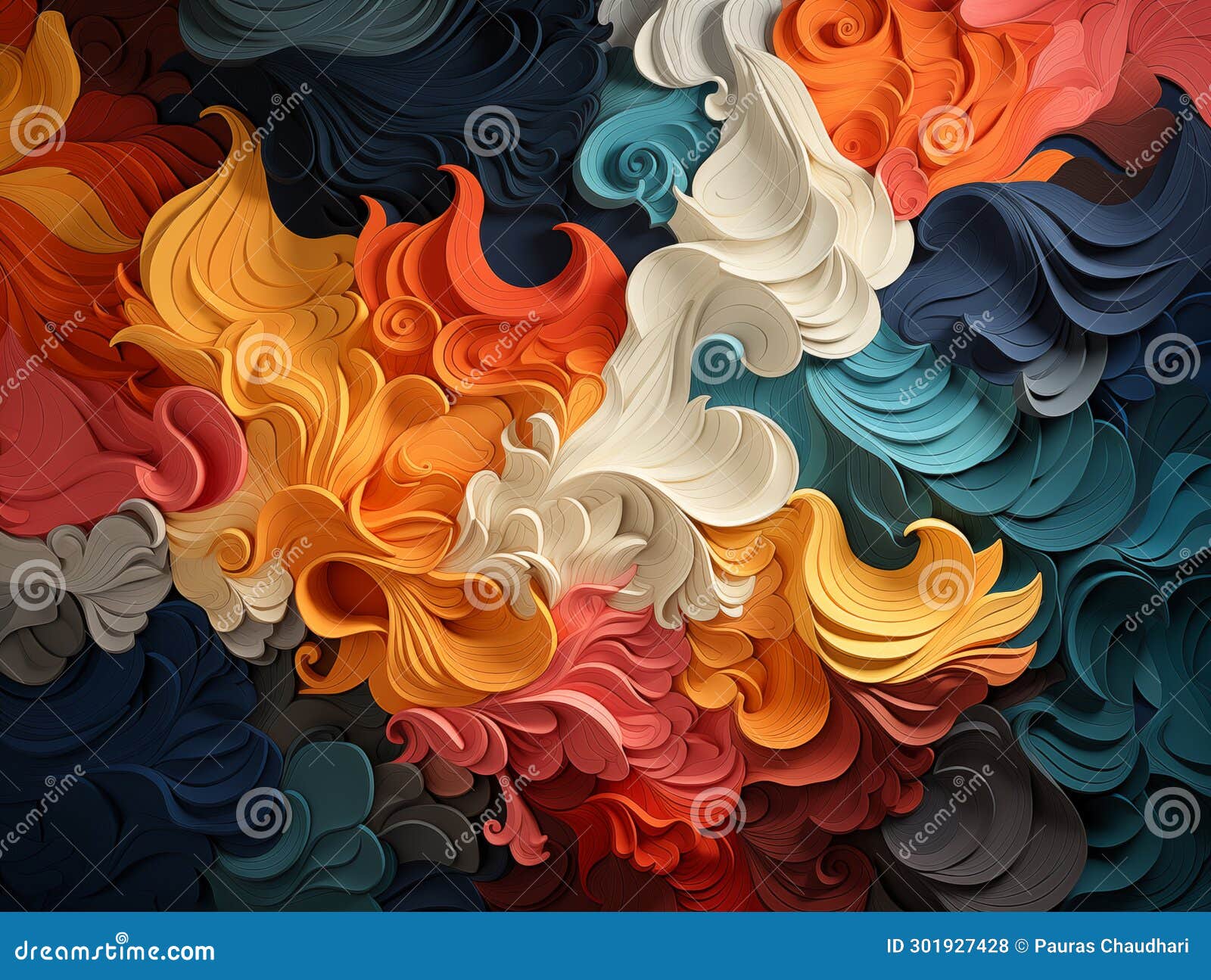 Sweeping Waves of Color in 3D Abstract Design Stock Photo - Image of ...