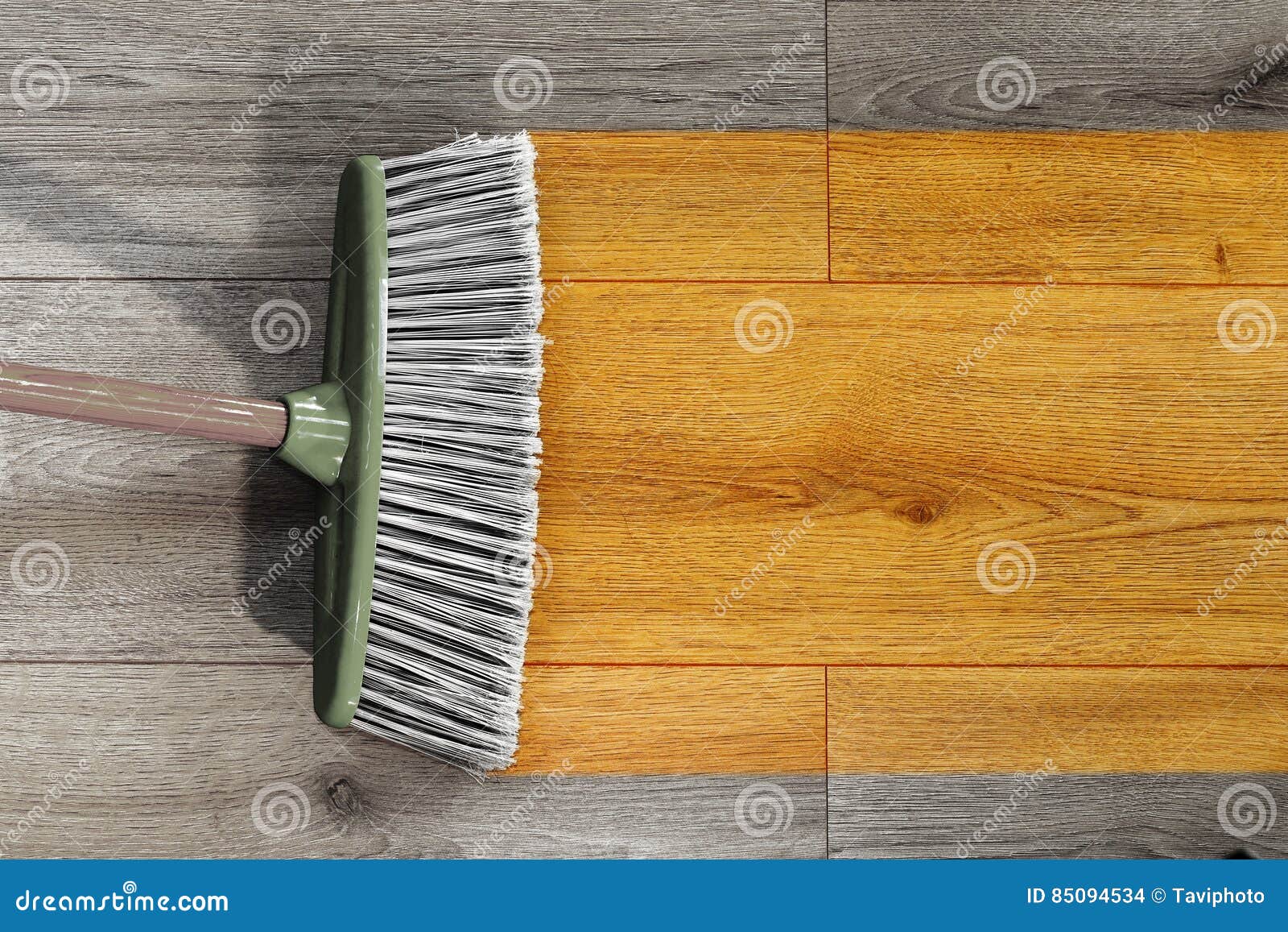 Sweeping Wooden Floor with Broom Stock Photo - Image of clean ...