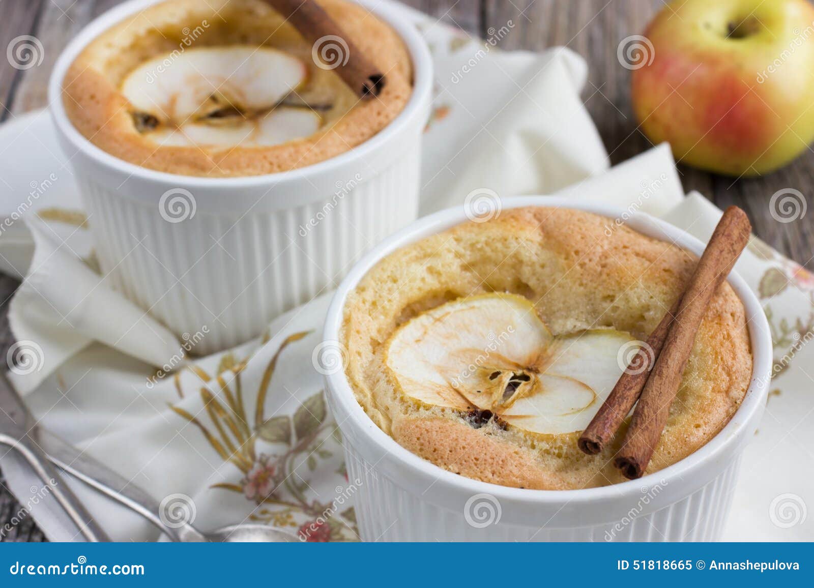 Sweet Apple Souffle with Apple Slice and Cinnamon Stock Image - Image ...