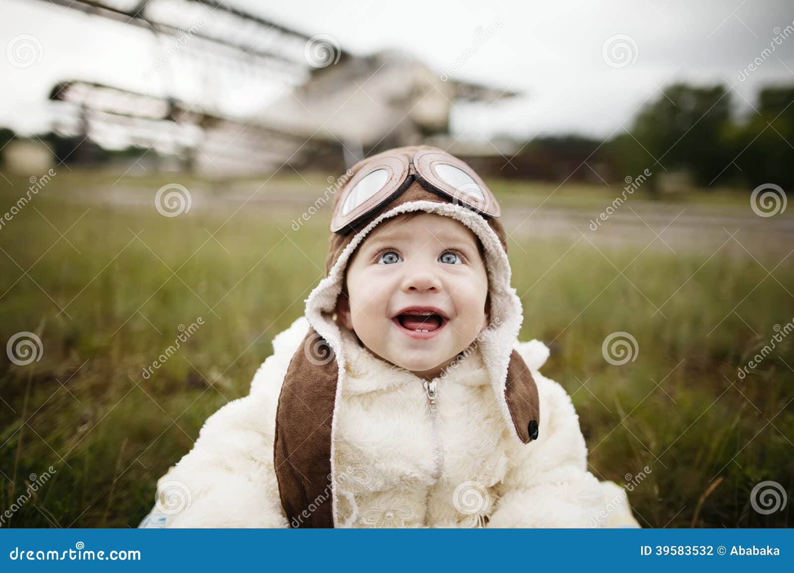 Sweet Baby Dreaming of Being Pilot Stock Photo - Image of person ...