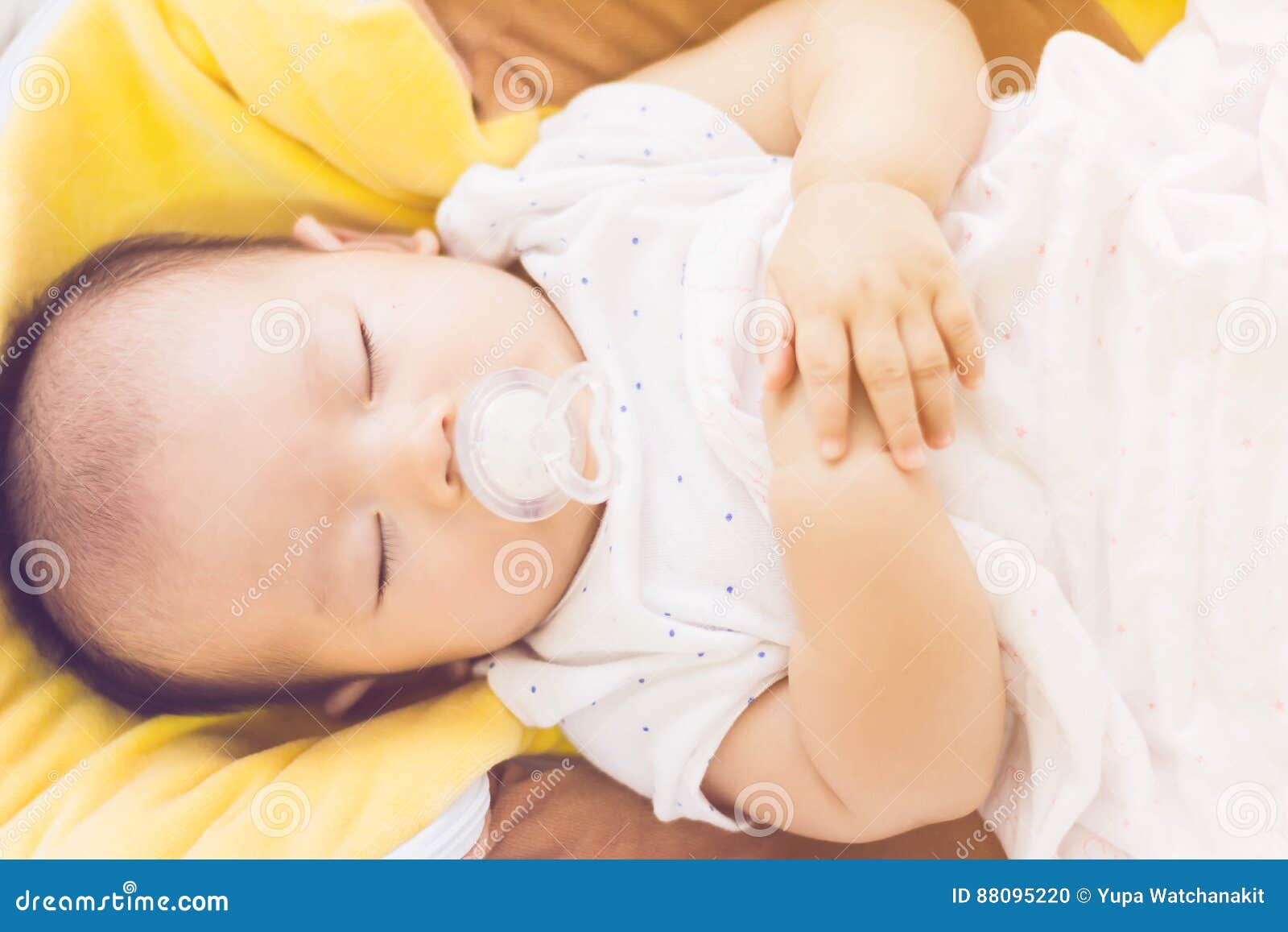 Sweet Baby Sleeping on Bed at Home Stock Photo - Image of face, bedroom ...