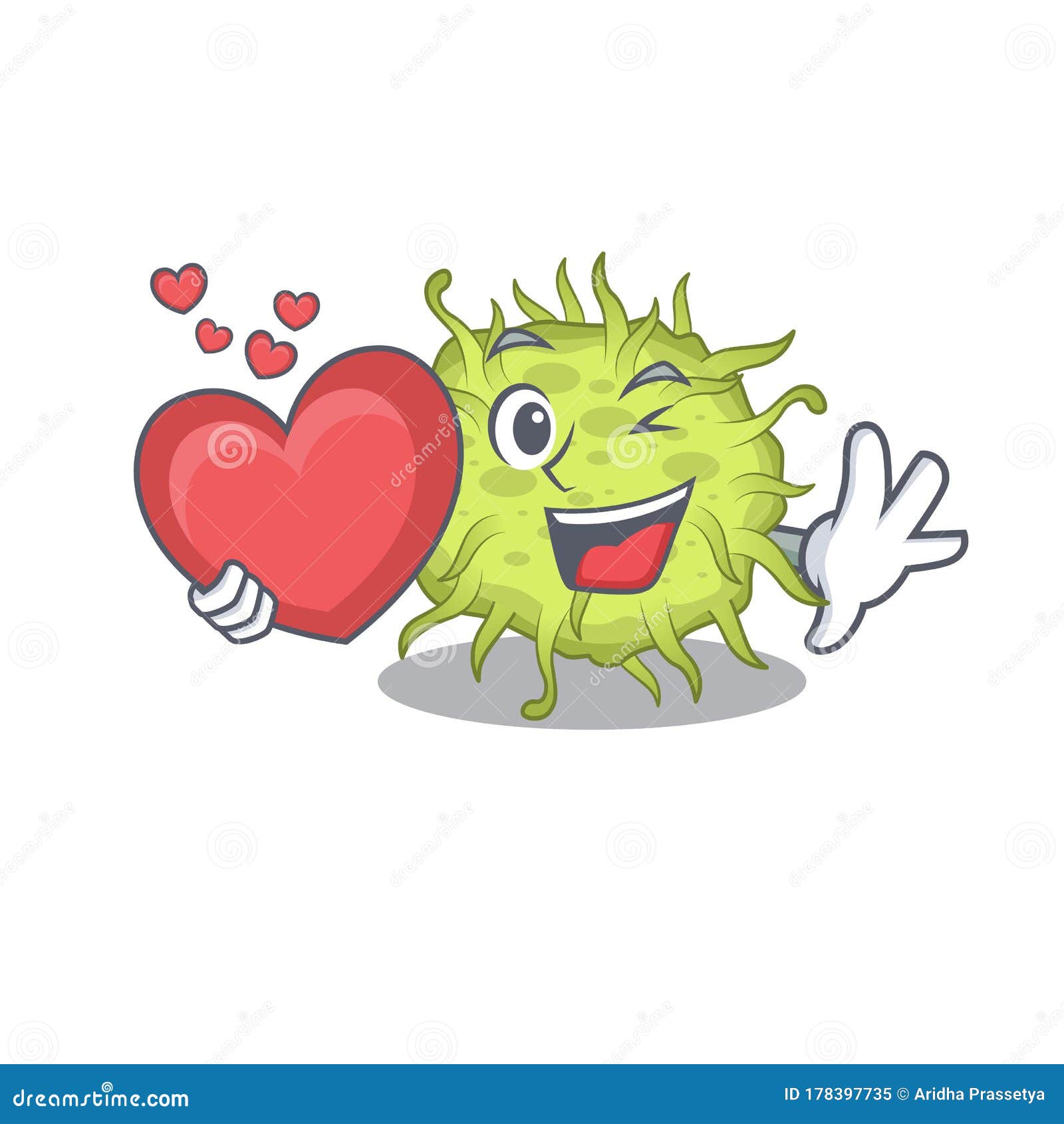 A Sweet Bacteria Coccus Cartoon Character Style with a Heart Stock ...
