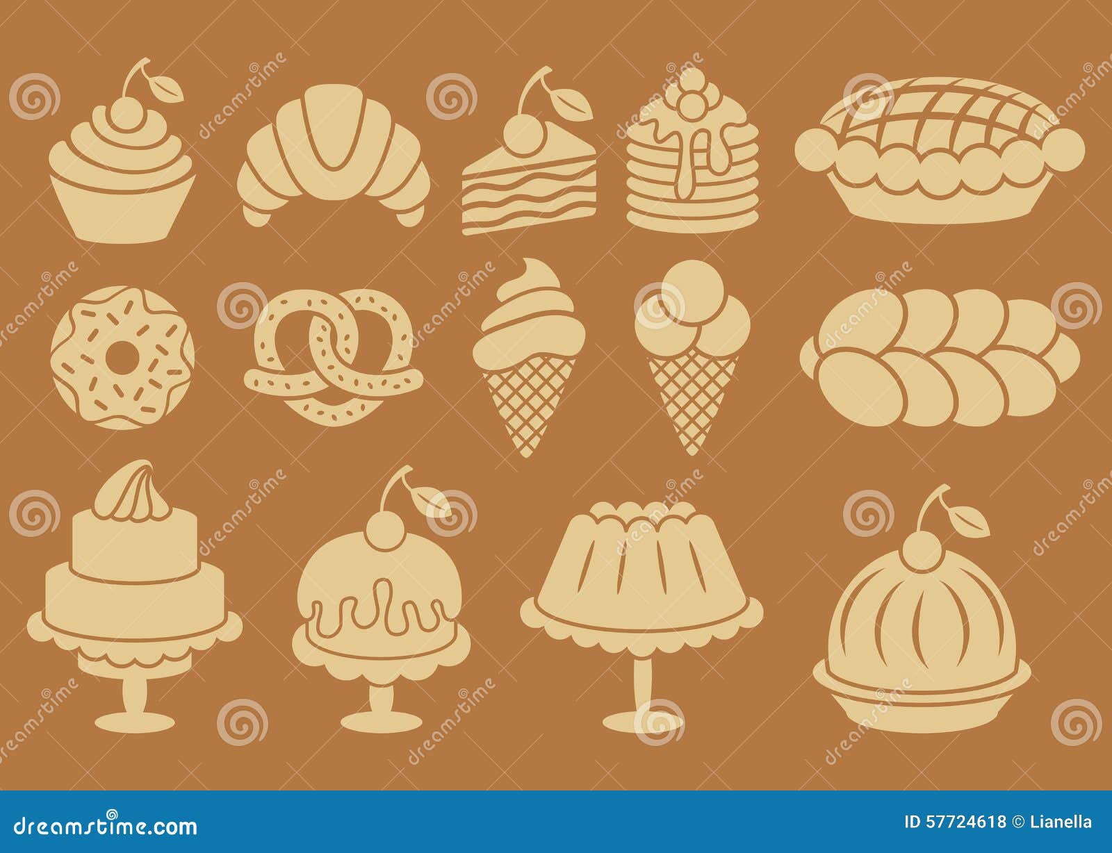 Sweet Baked Food Silhouettes Set Stock Vector - Illustration of healthy ...