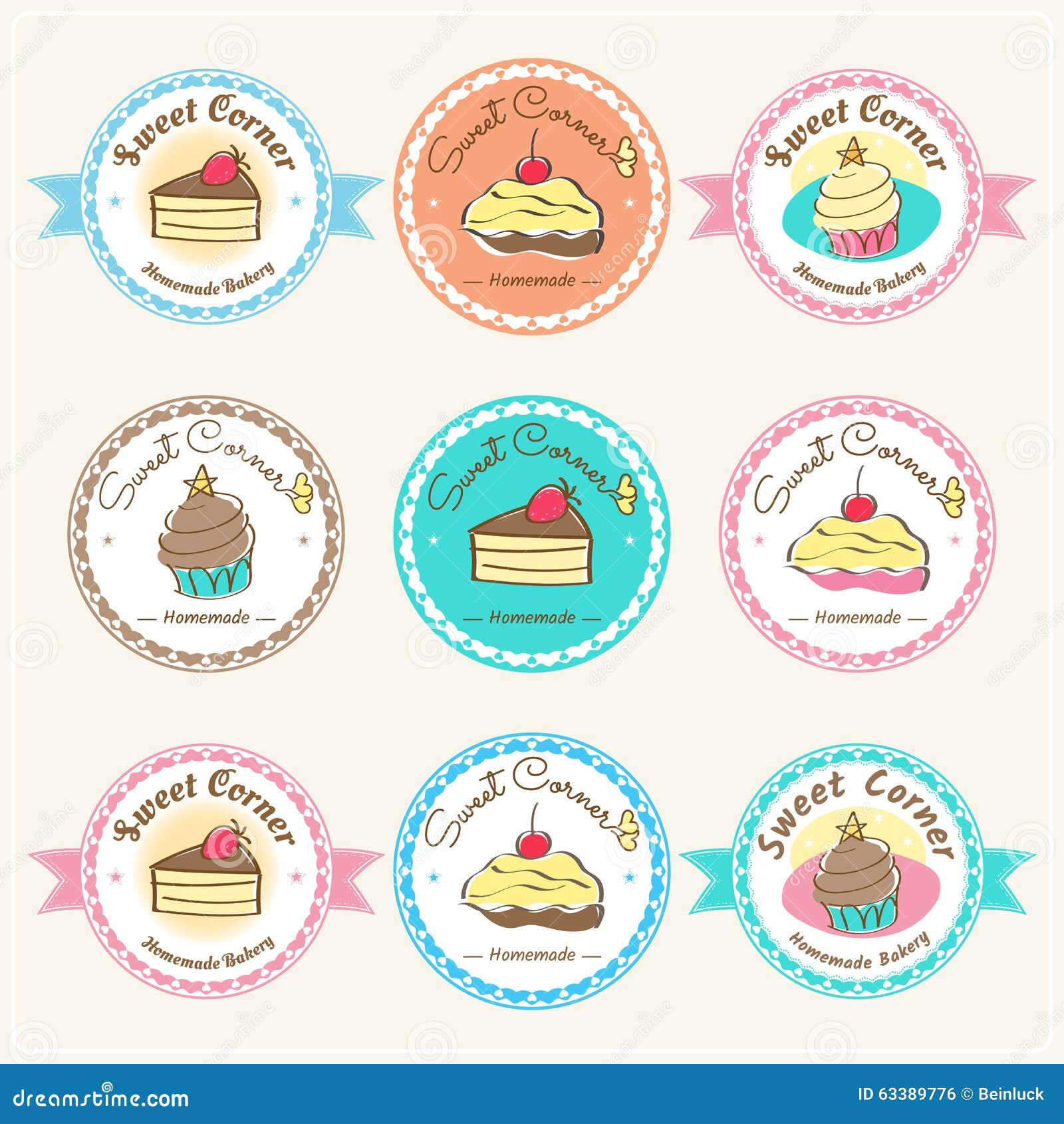 Sweet Bakery Design Template. Cartoon Donut Frame Isolated On White ...