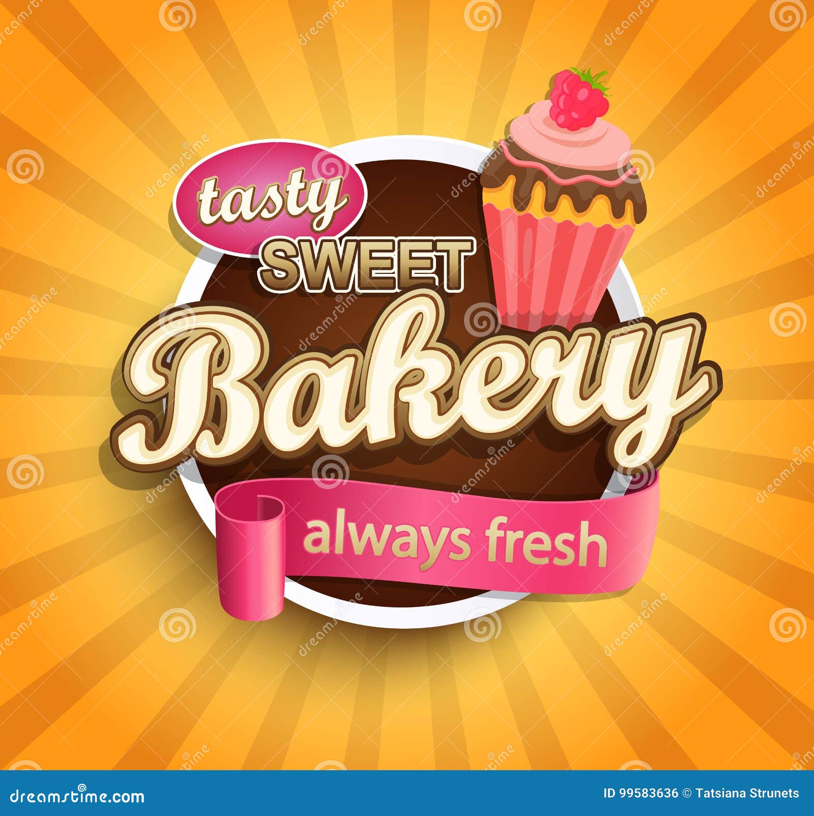 Sweet bakery label. stock vector. Illustration of chocolate - 99583636