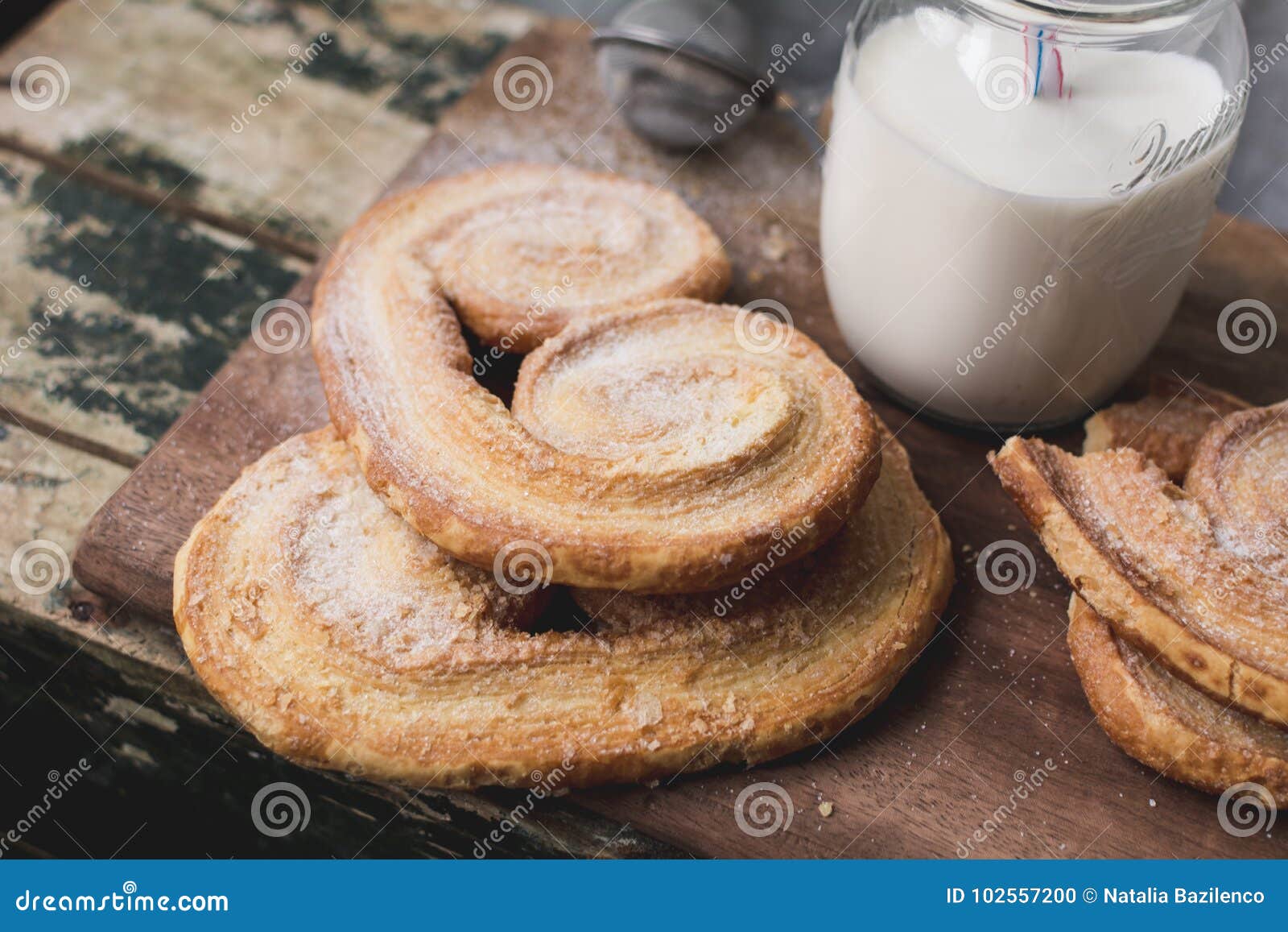 Sweet Baking in Powdered Sugar and Milk Stock Photo - Image of milk ...