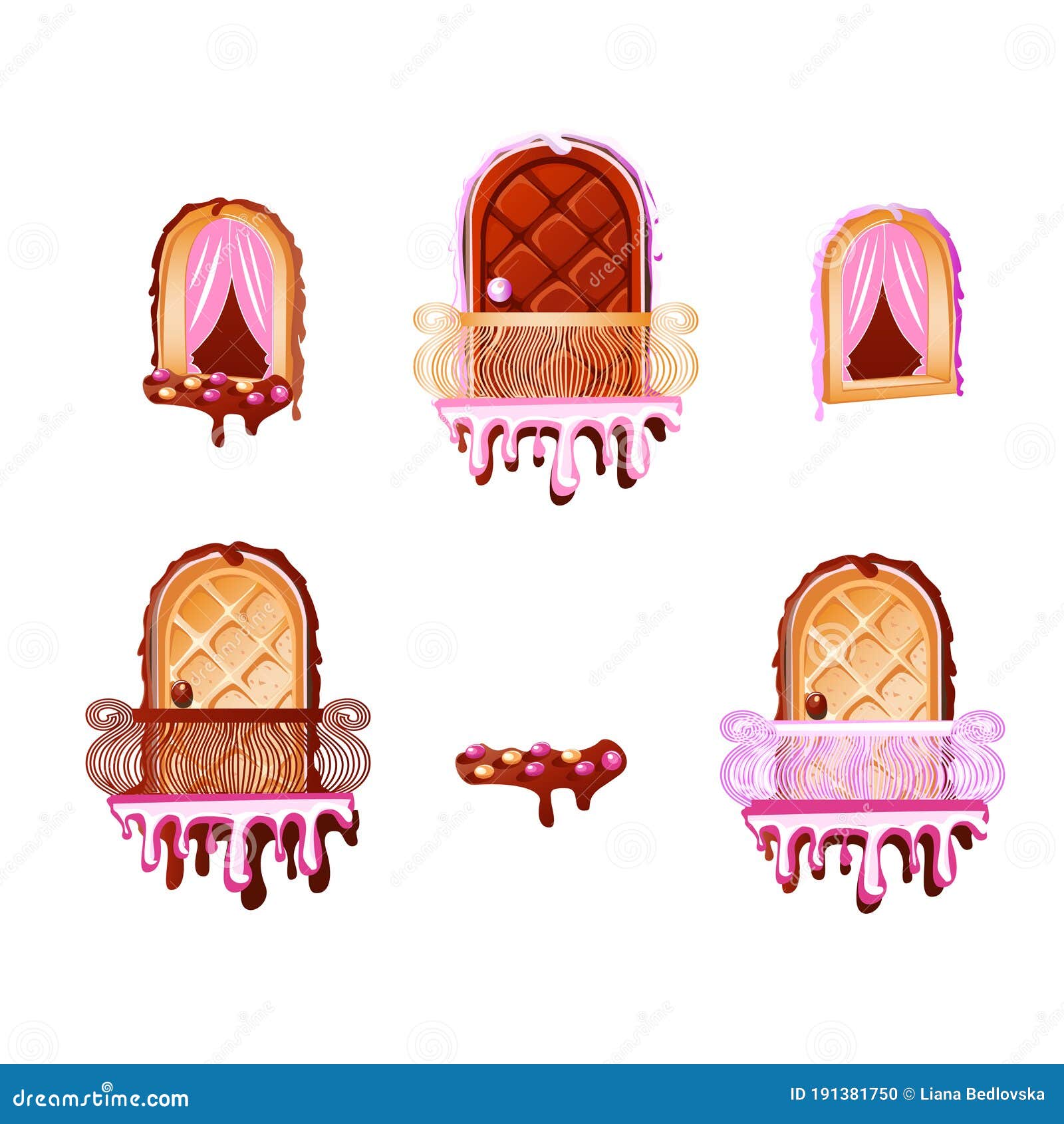Cartoon Magic Balcony and Window Made of Waffles and Chocolate Stock ...