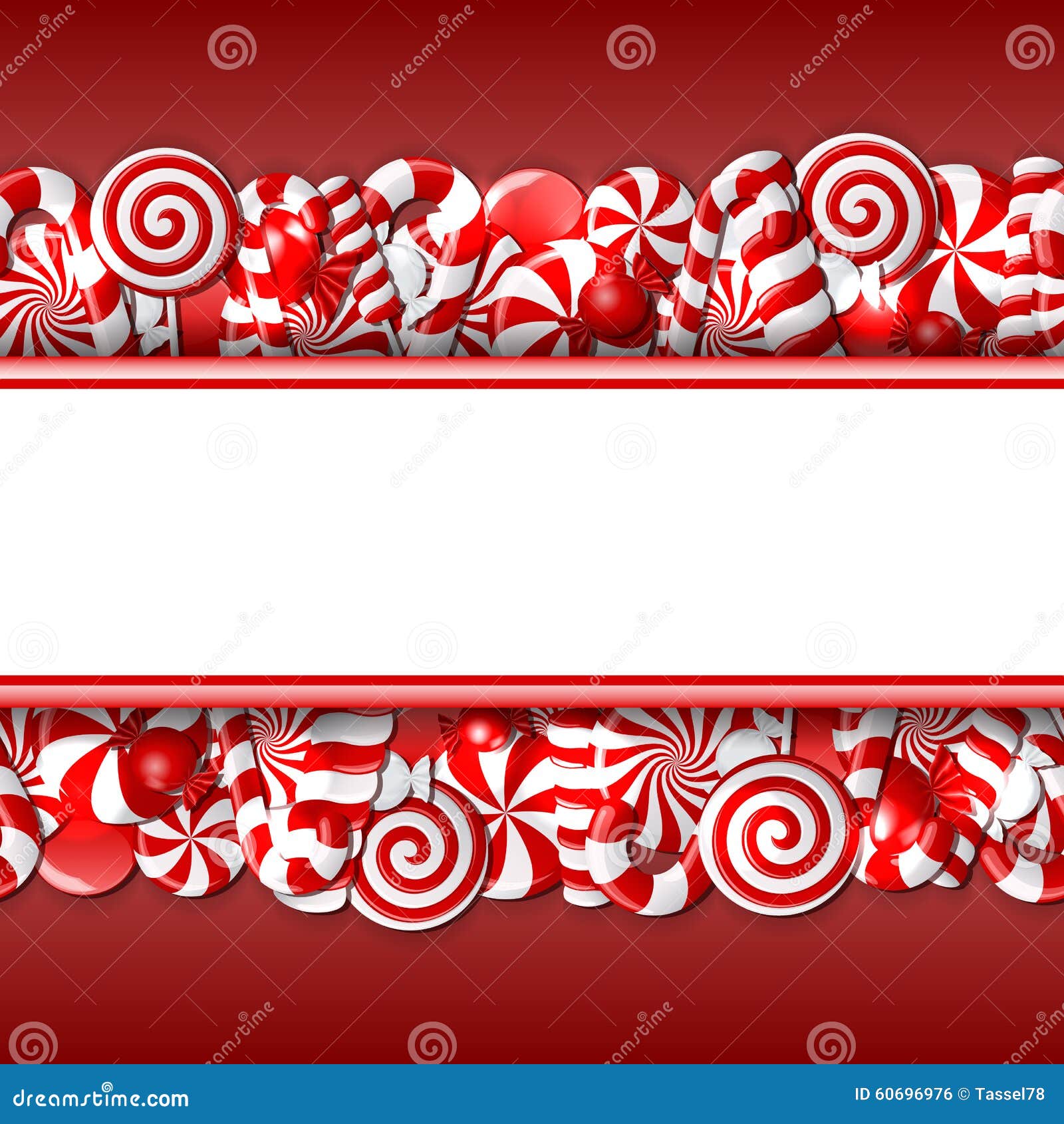 Sweet Banner with Red and White Candies Stock Vector - Illustration of ...