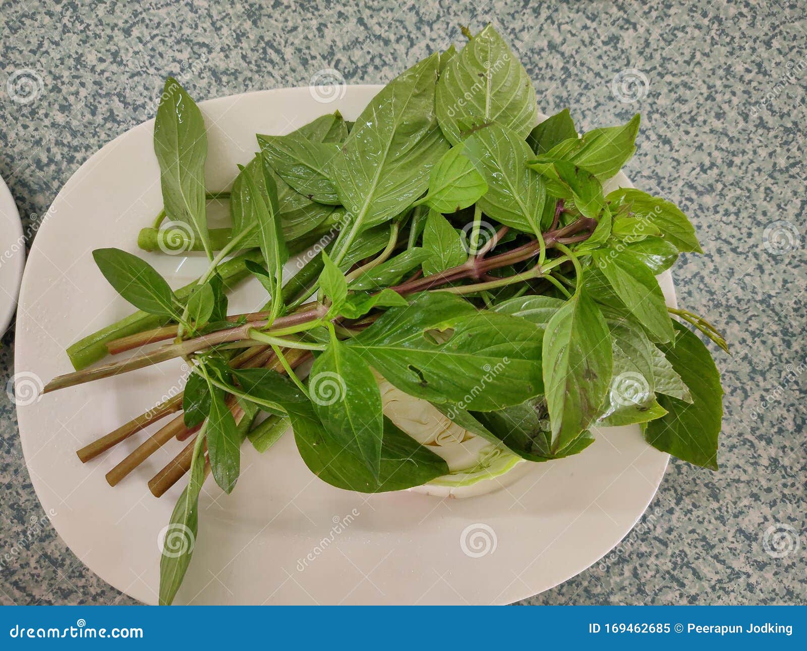 Sweet Basil Leaves As Nice Natural Food Background on Disk Stock Image ...