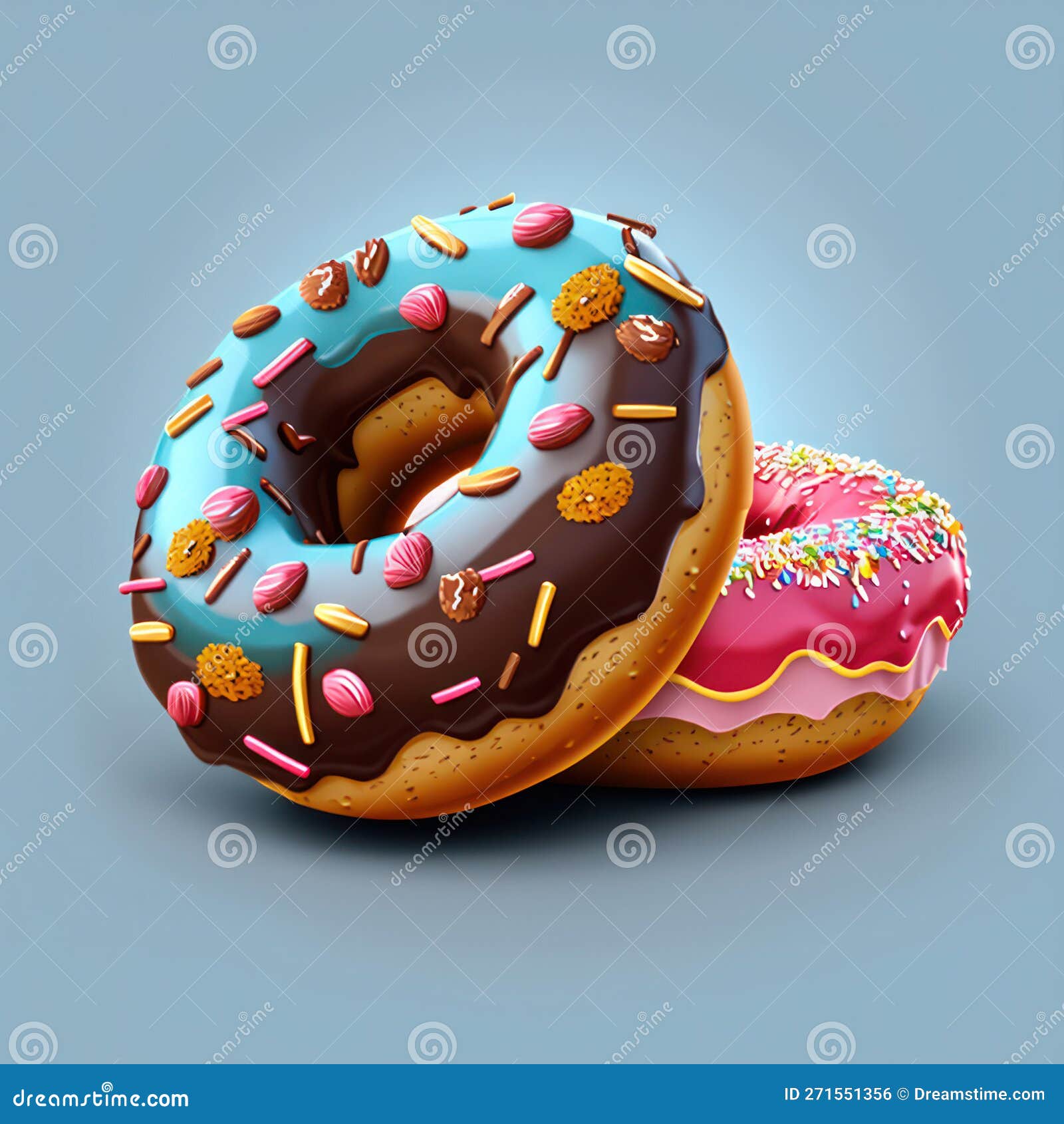 Sweet and Beautiful Doughnuts on a Colored Background Stock ...