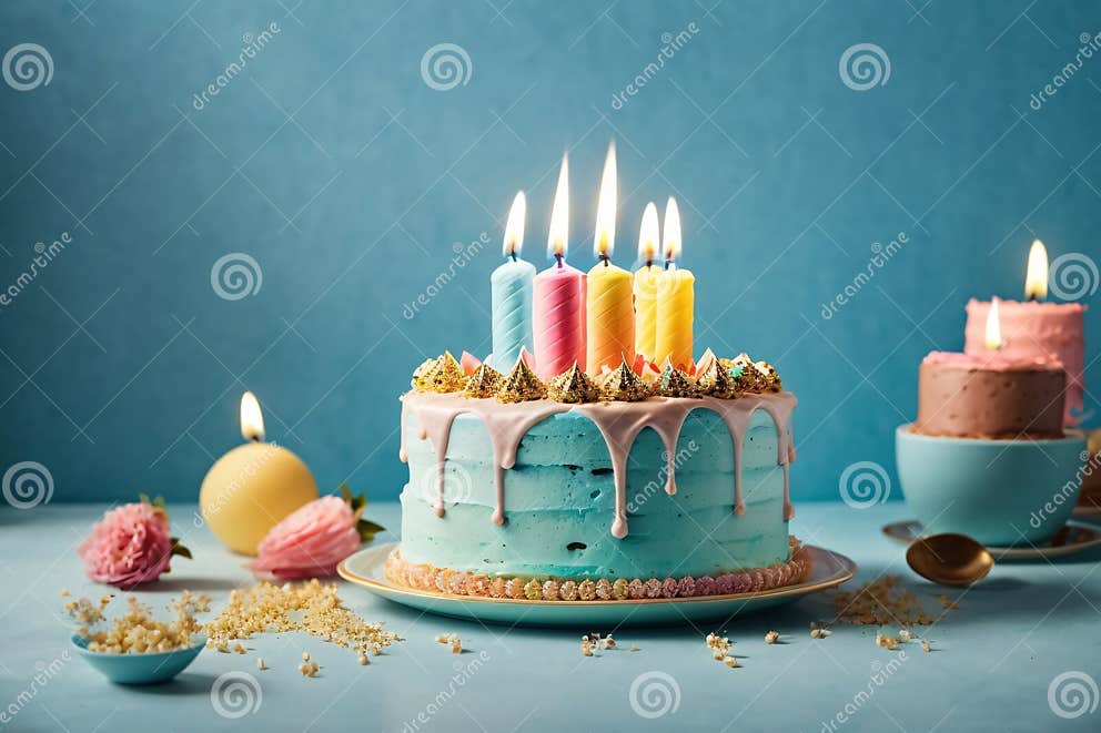 Sweet Birthday Cake With Candles Stock Illustration Illustration Of