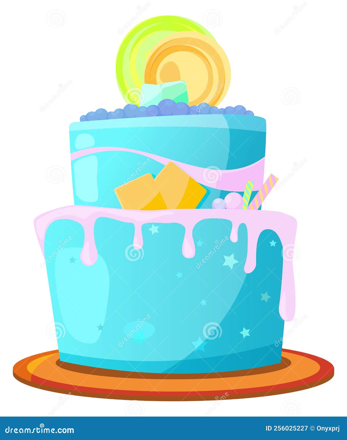Sweet Blue Cake. Creative Sparkling Candy Dessert Stock Vector ...