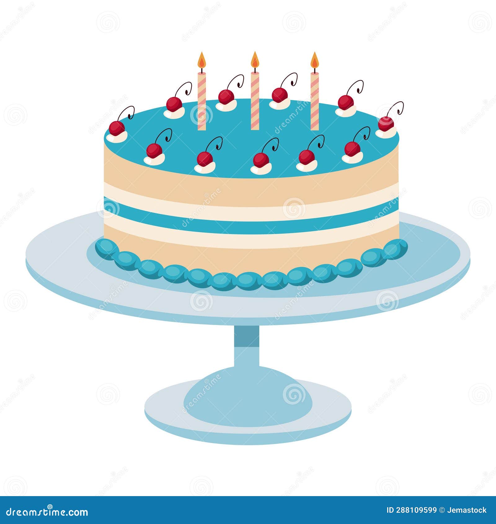 Sweet blue cake stock vector. Illustration of isolated - 288109599