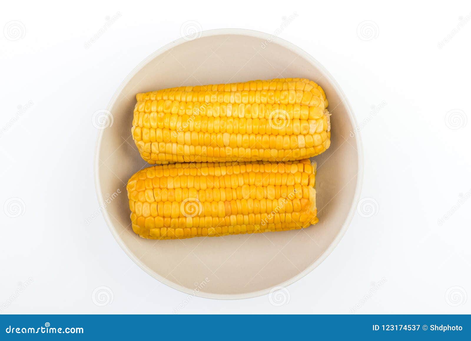 Sweet Boiled Corn on a White Plate Stock Image - Image of healthy ...