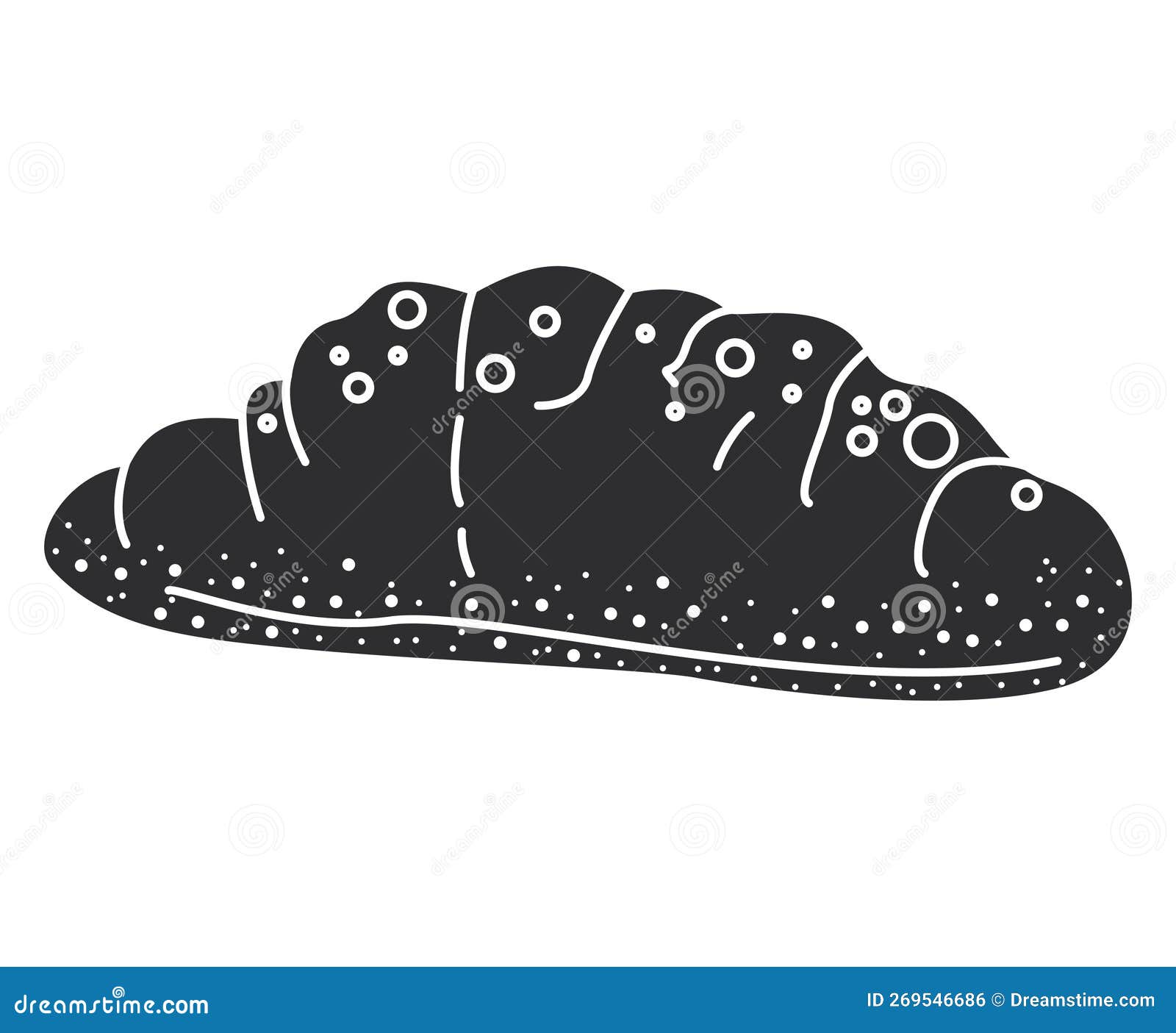 Bread Silhouette. Black Bakery Bread Icons, Baked Loaf Baguette Roll ...