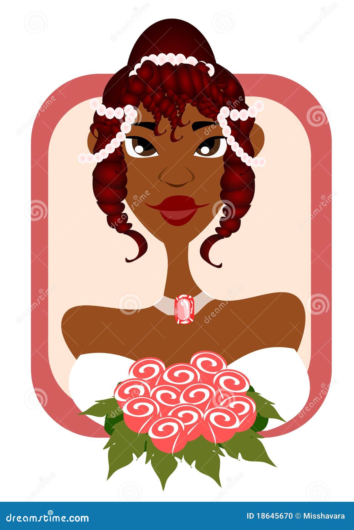 Sweet Bride in Pink frame stock illustration. Illustration of bouquet ...