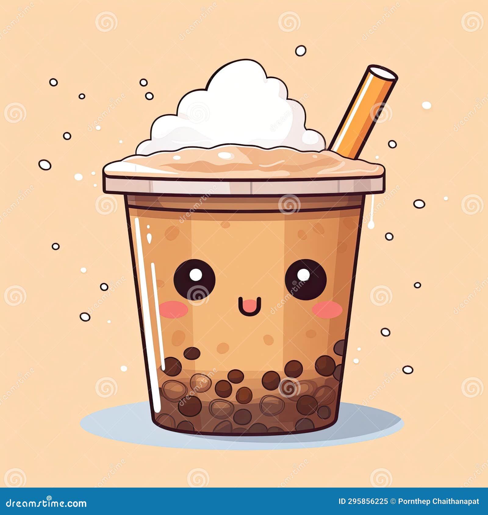 Sweet Brown Sugar Bubble Tea in Cartoon Style Stock Illustration ...