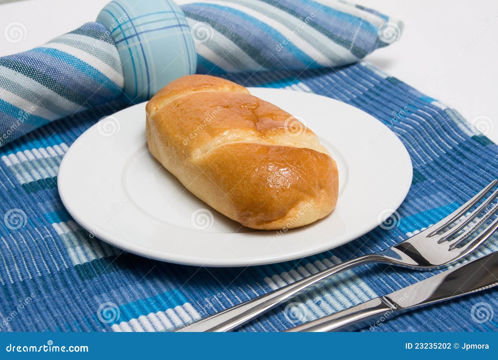 Sweet bun breakfast stock photo. Image of fork, breakfast - 23235202