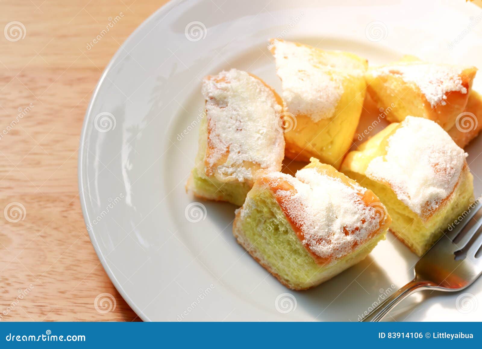 Sweet Butter Bread on the Wooden Table. Stock Photo - Image of sugar ...