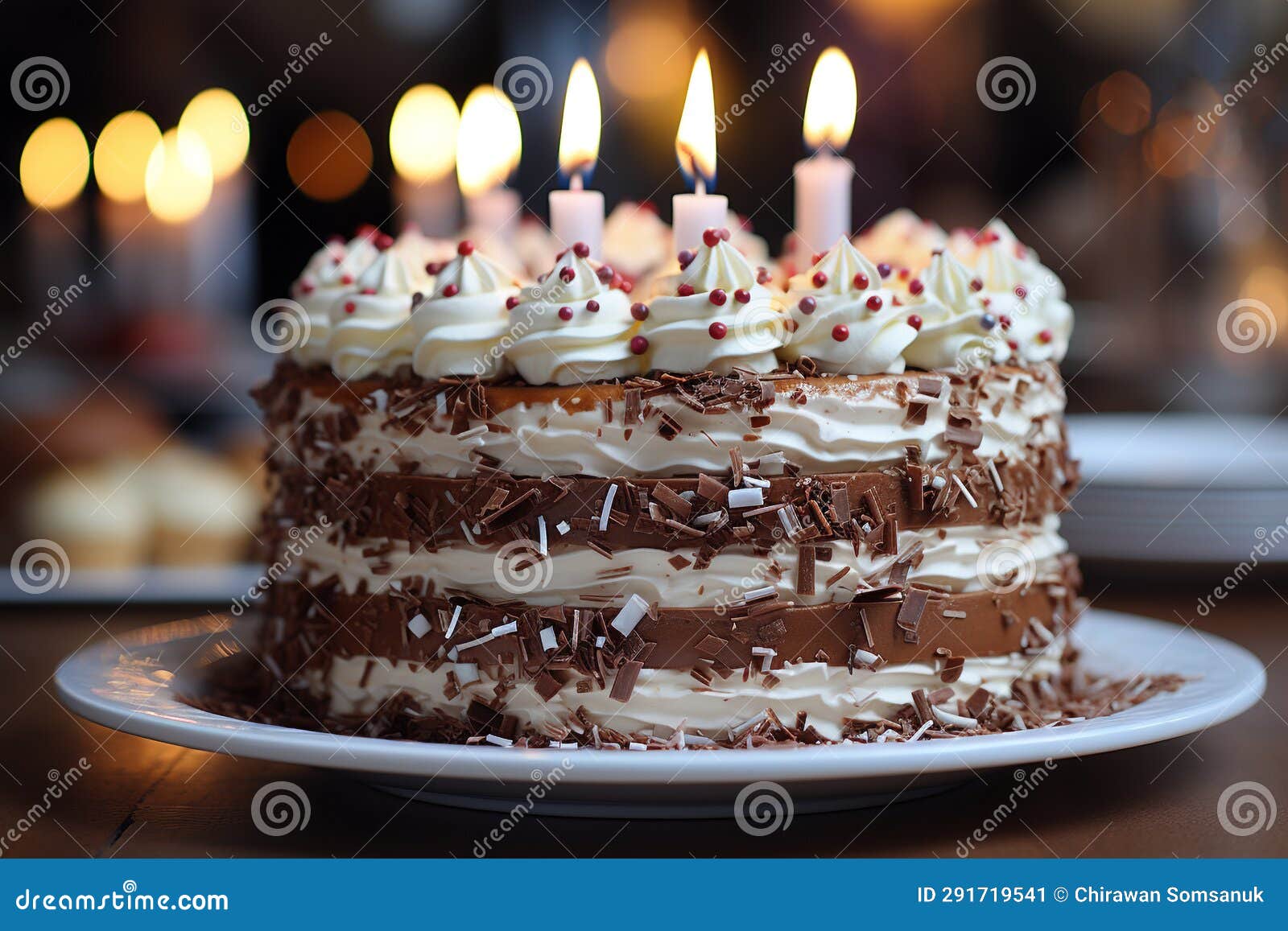 Sweet Cake on Blurred Background Stock Image - Image of brandy, forest ...