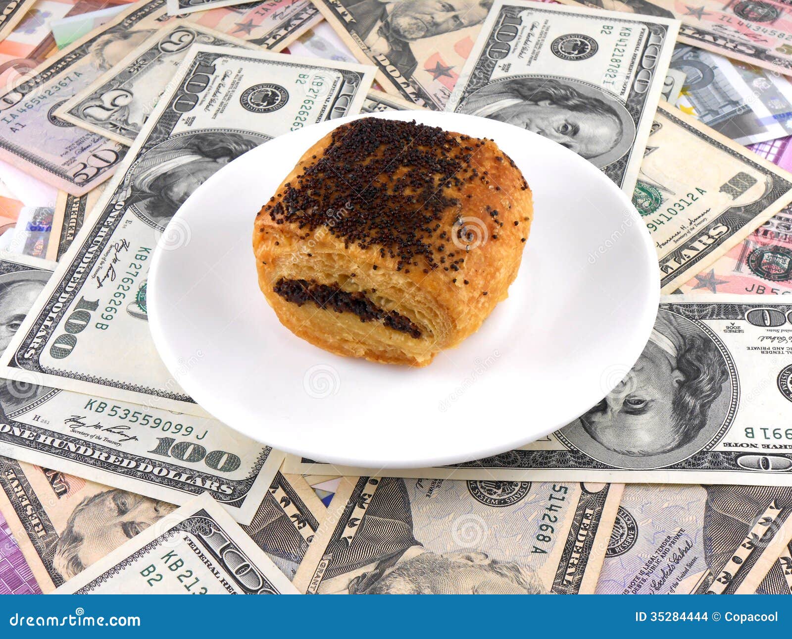 Sweet Cake on Money Background Stock Photo - Image of cream, birthday ...