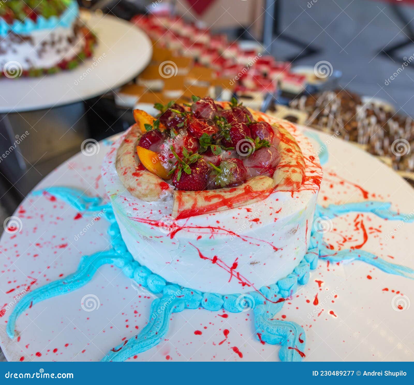 Sweet Cake on a Shelf in a Cafe. Stock Image - Image of cake, biscuit ...