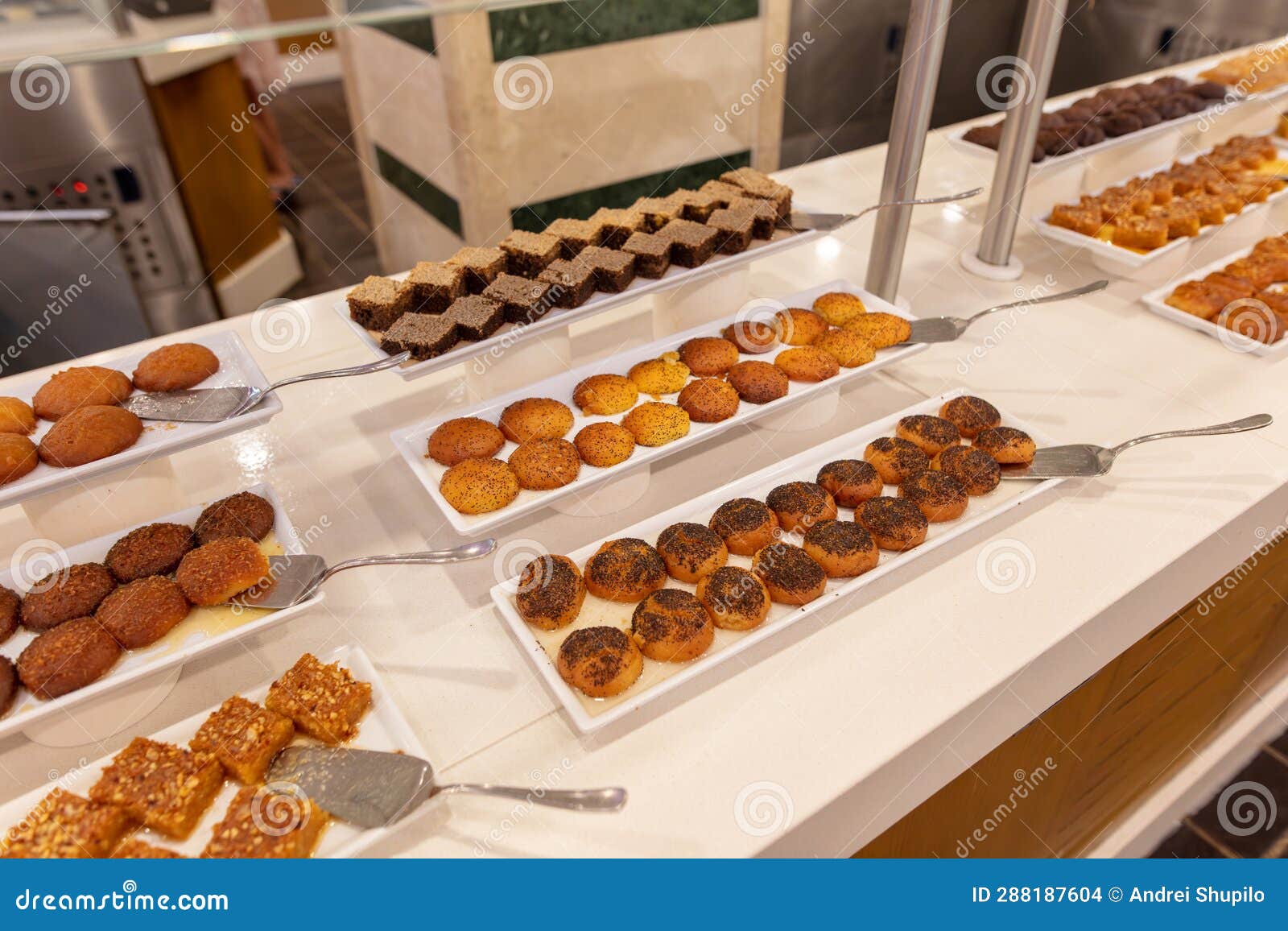 Sweet Cakes on Display in a Restaurant Stock Photo - Image of bakery ...