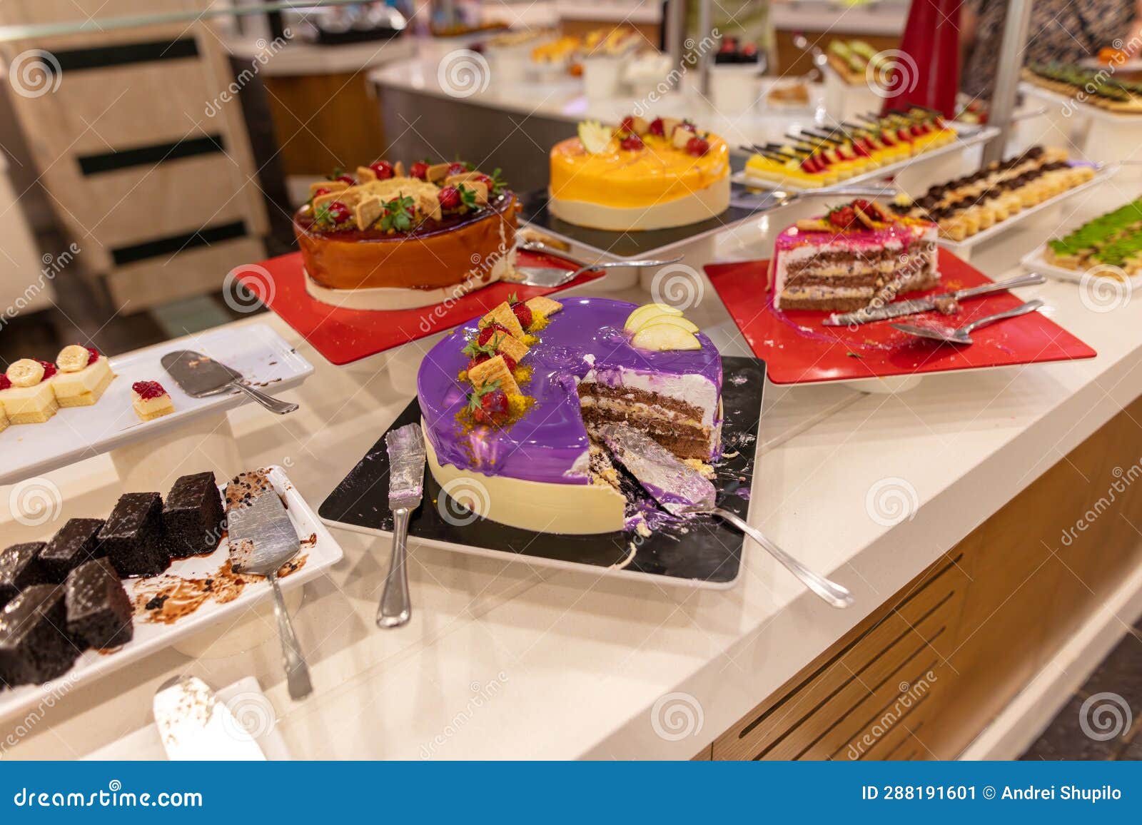 Sweet Cakes on Display in a Restaurant Stock Image - Image of market ...