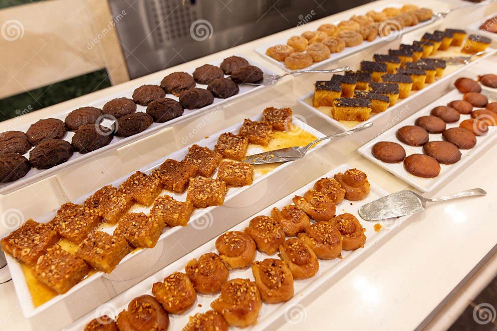 Sweet Cakes on Display in a Restaurant Stock Image - Image of tasty ...