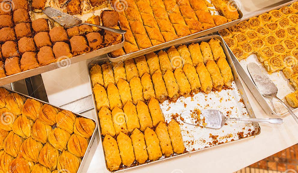 Sweet Cakes on Display in a Restaurant Stock Image - Image of ...