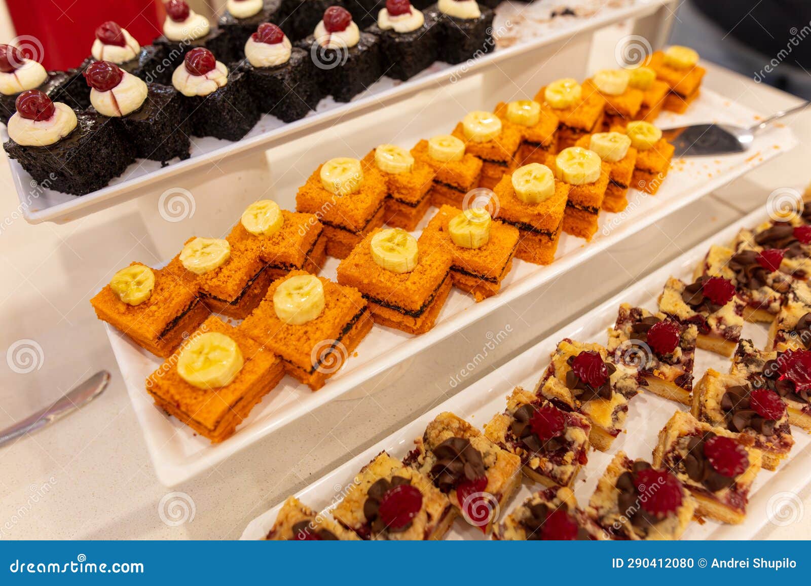 Sweet Cakes on Display in a Restaurant Stock Photo - Image of food ...