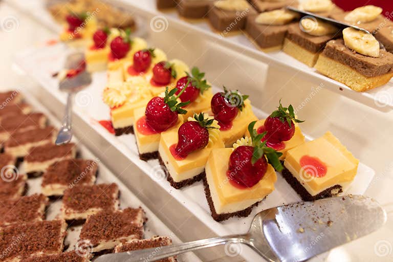 Sweet Cakes on Display in a Restaurant Stock Image - Image of sweet ...