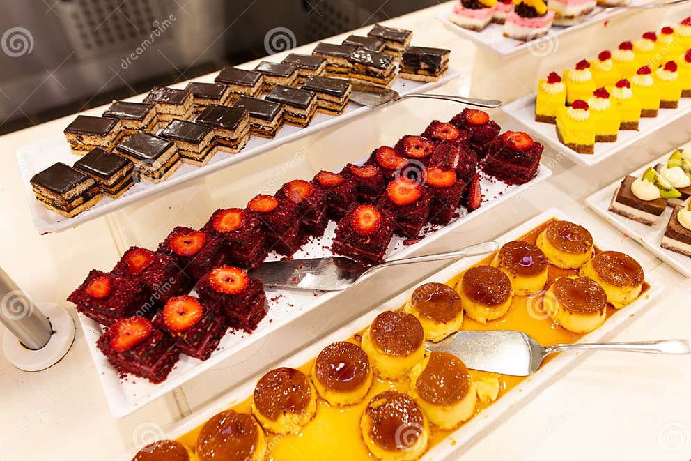 Sweet Cakes on Display in a Restaurant Stock Photo - Image of ...