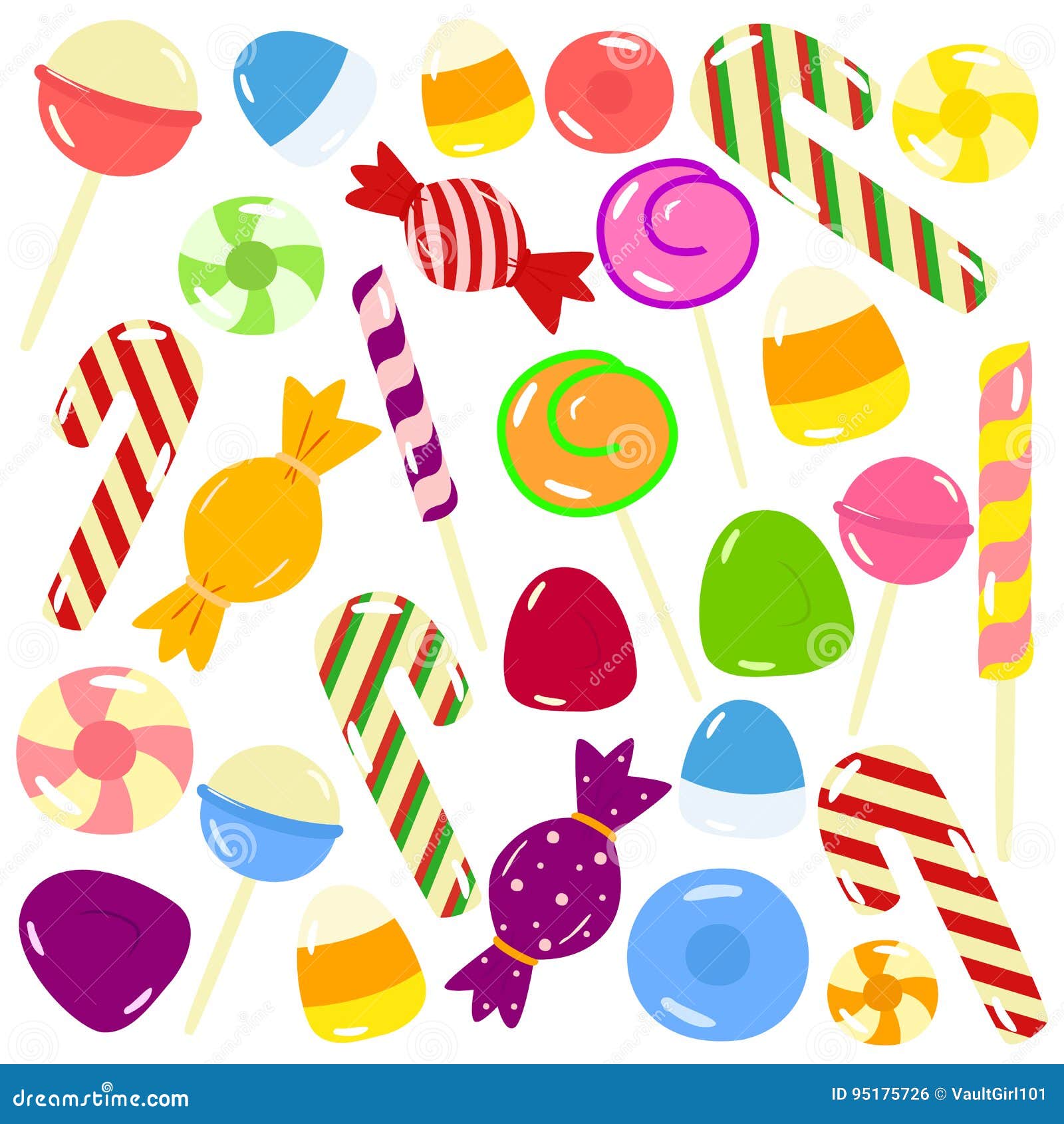 Sweet Candies Vector Set stock vector. Illustration of cartoon - 95175726