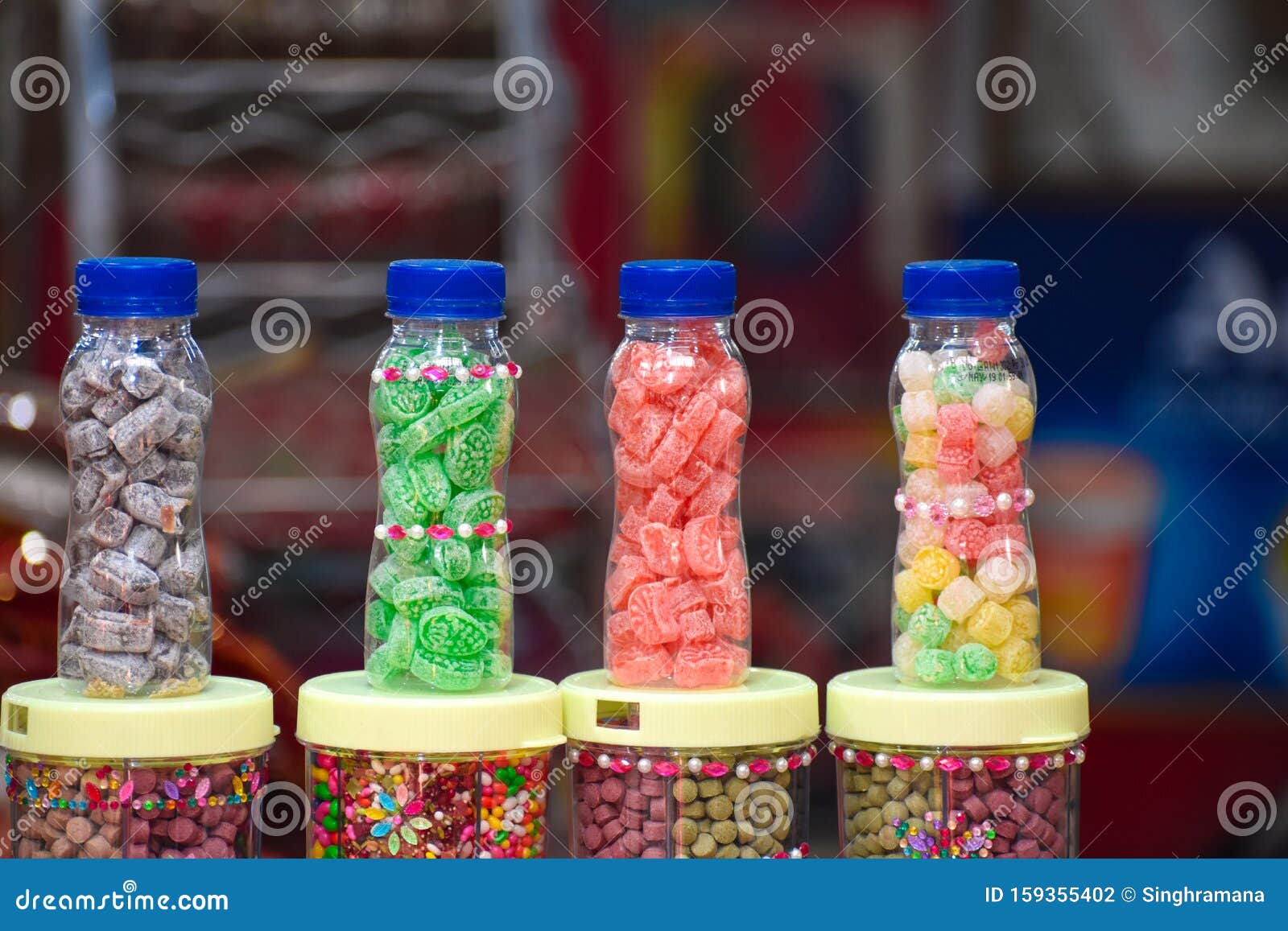 Sweet Candy in Bottle in an Indian Market Stock Photo - Image of ...