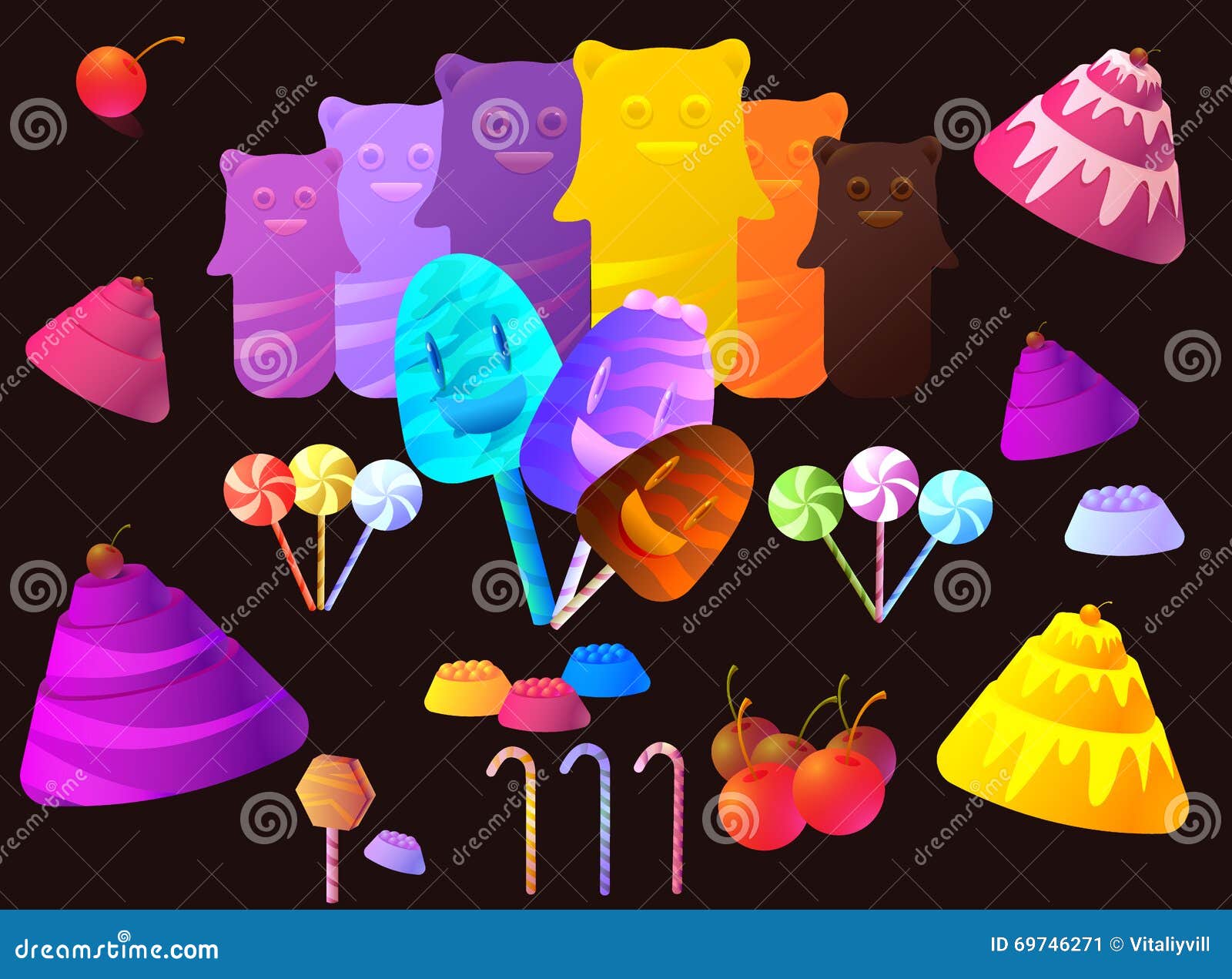 Sweet Candy and Elements Set Stock Illustration - Illustration of ...