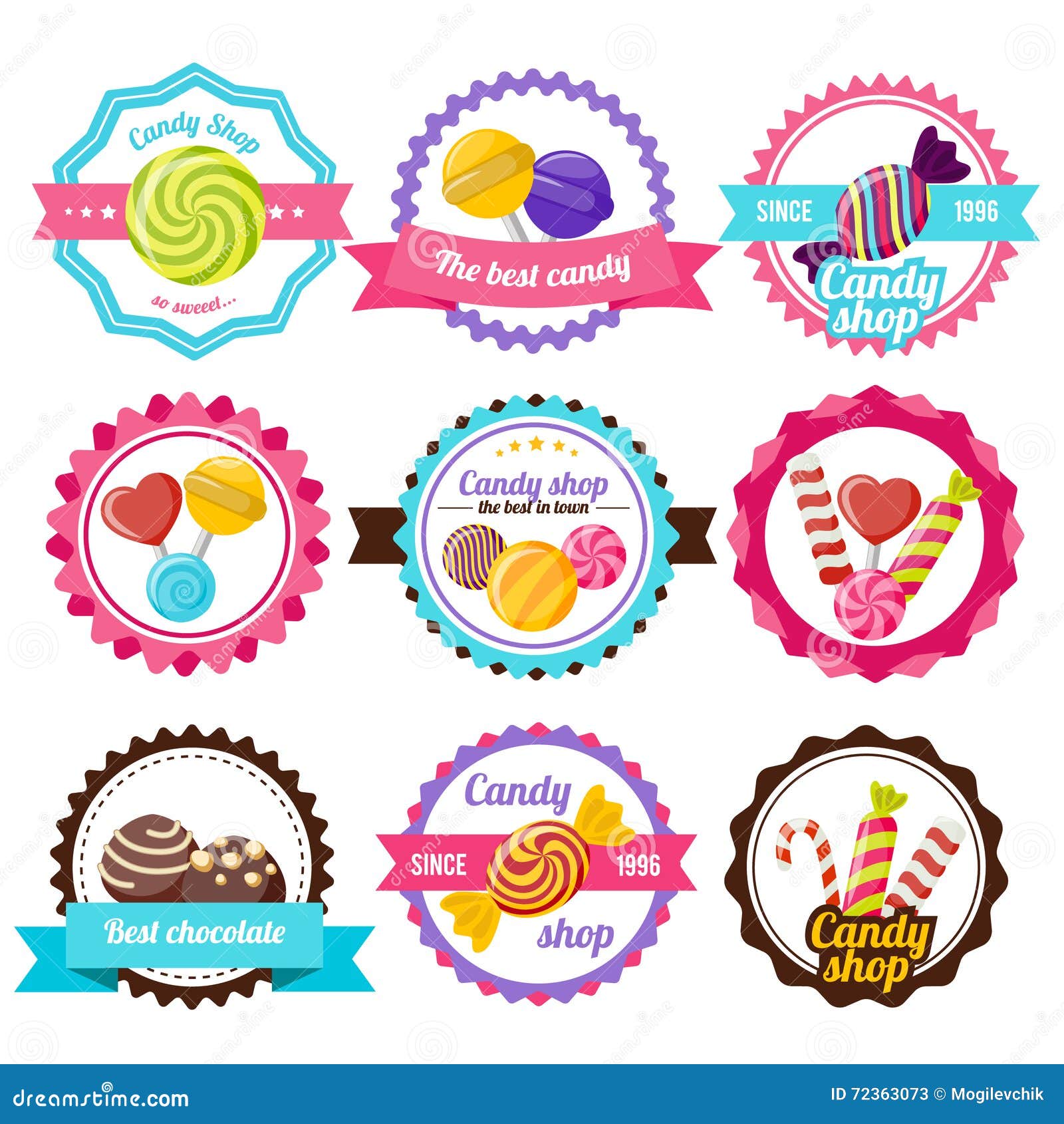 Sweet Candy Flat Emblem stock vector. Illustration of badge - 72363073