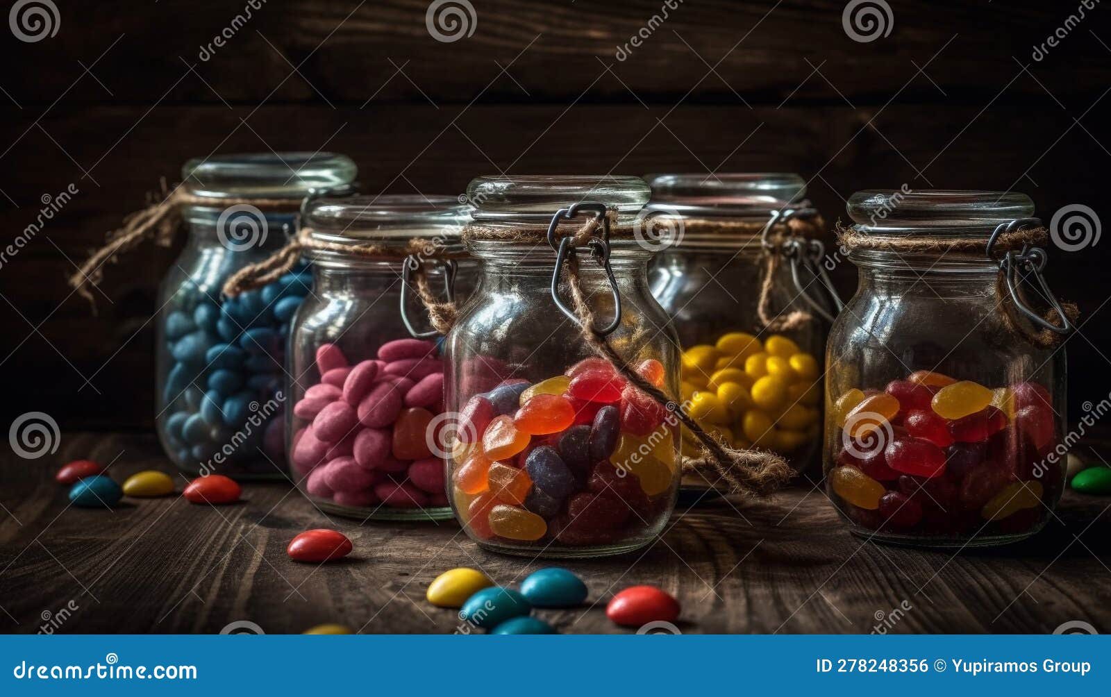 Sweet Candy Jar with Multi Colored Indulgence Variety Generated by AI ...