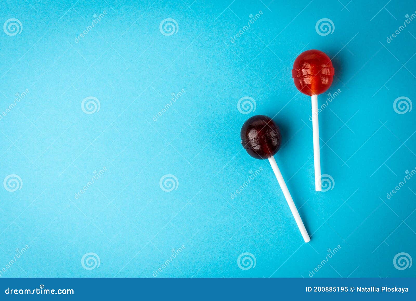 Sweet Candy - Lollipop on Blue Background Stock Image - Image of stick ...